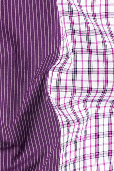 Half Checkered Half Striped Casual Stripes Premium Cotton Shirt For Men ...