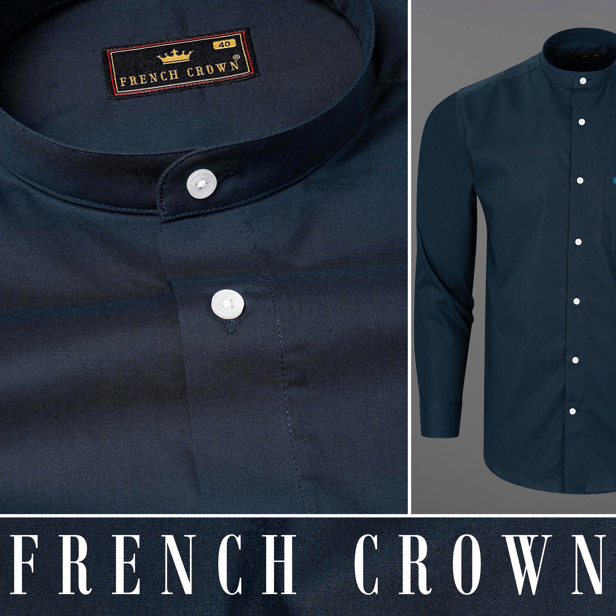 Gunmetal Navy Blue Formal/Casual Plain-Solid Premium Cotton Shirt For ...