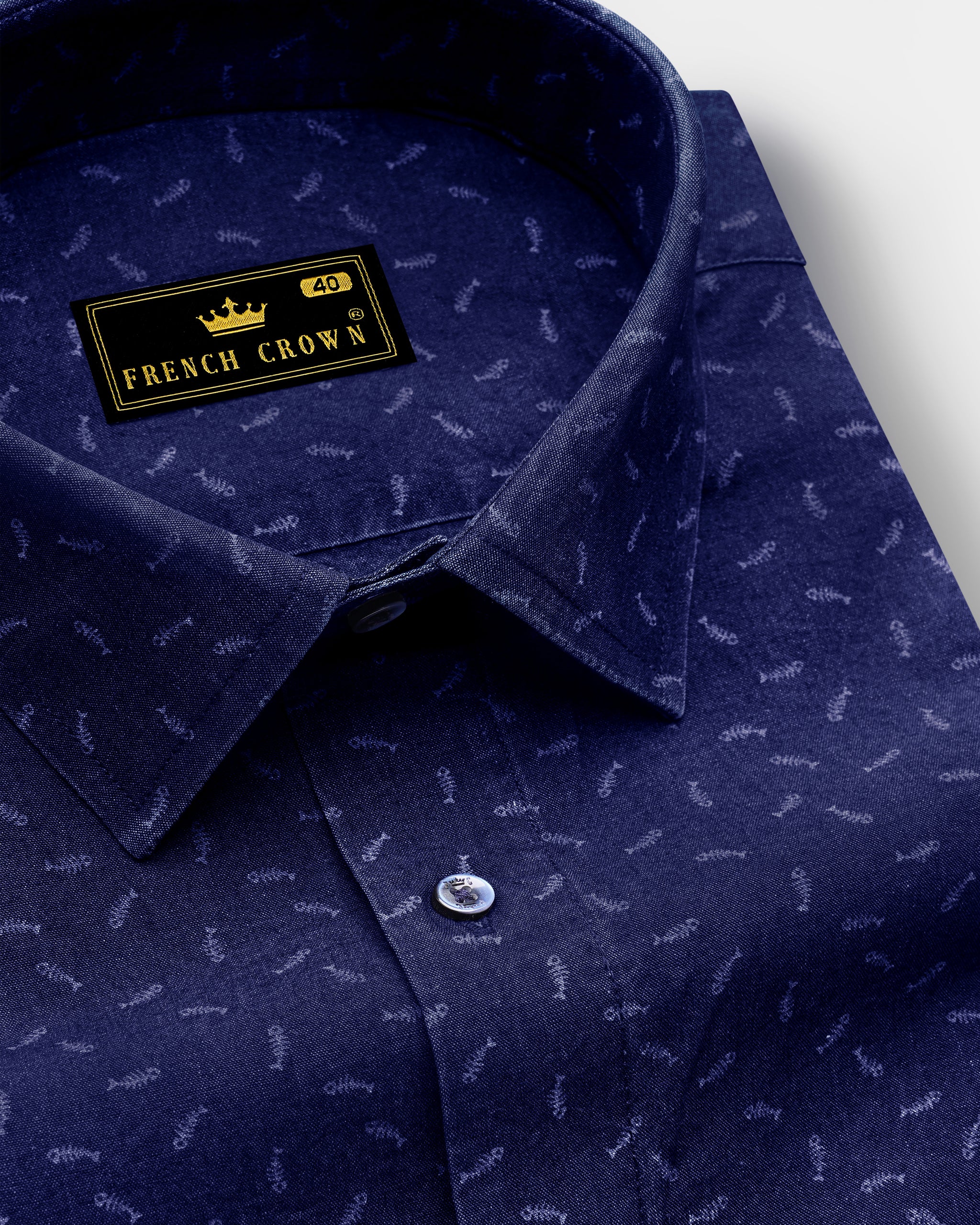 Bastille Navy Blue Fish Casual Prints Premium Cotton Shirt For Men ...