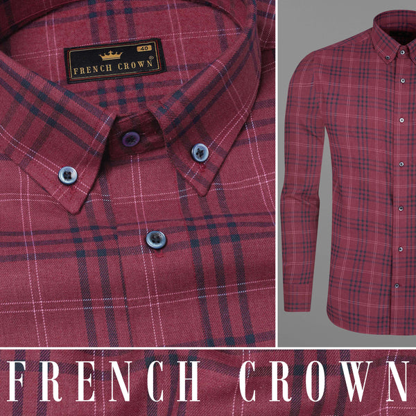 Camelot Red Casual Checks-Plaid Premium Cotton Button-Down Shirt For ...