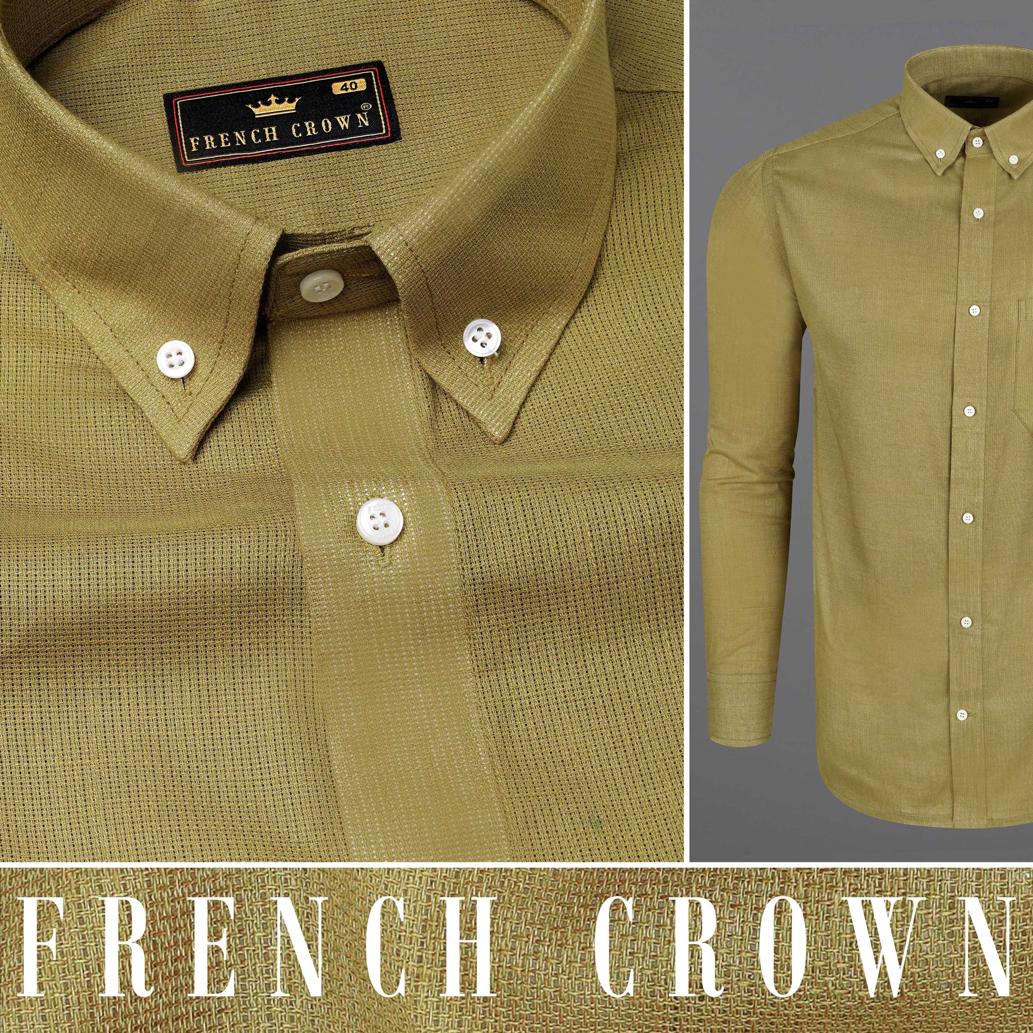 Teak Yellow Formal/Casual Plain-Solid Premium Cotton Button-Down Shirt ...