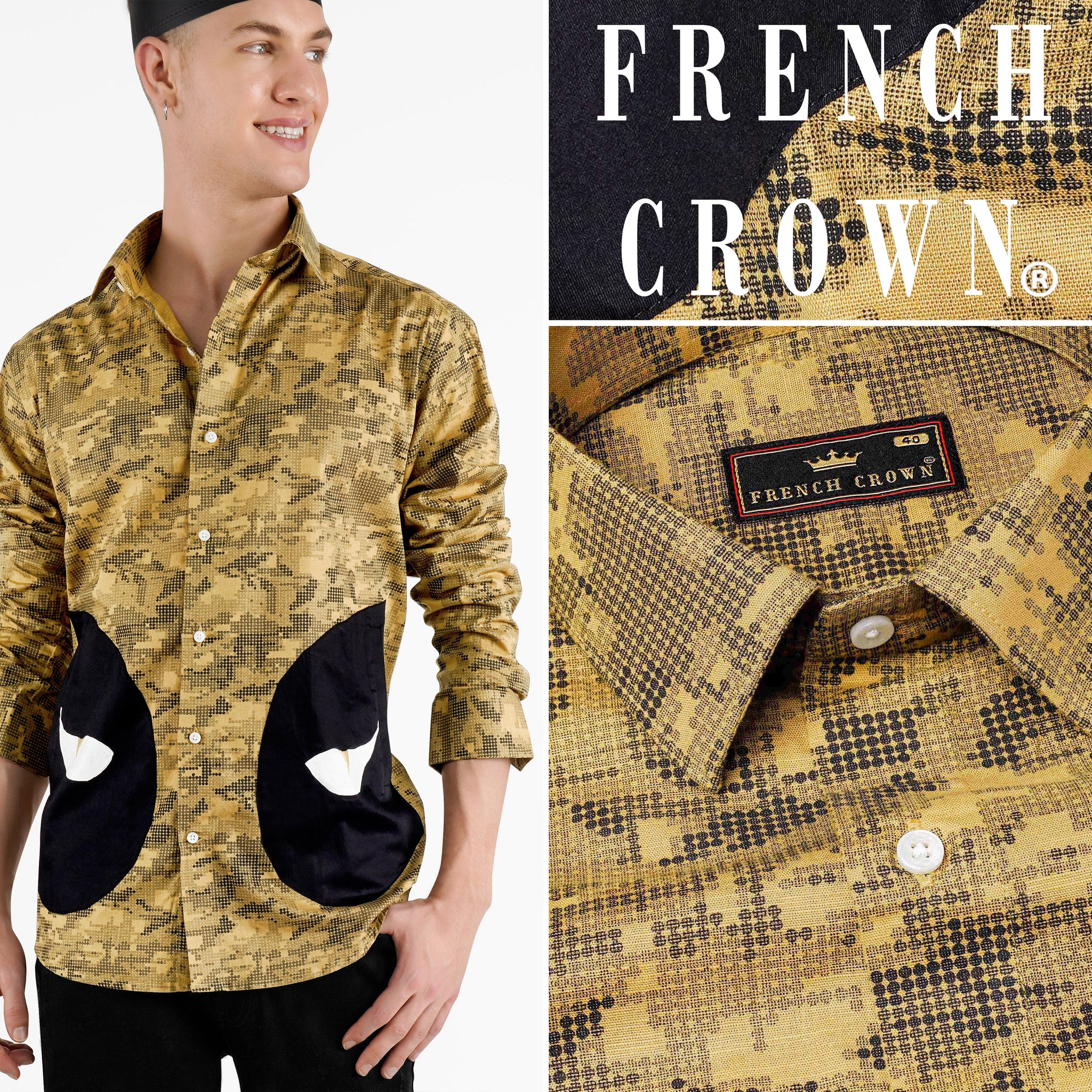 Sundance Brown with Black Casual Prints Premium Linen Shirt For Men