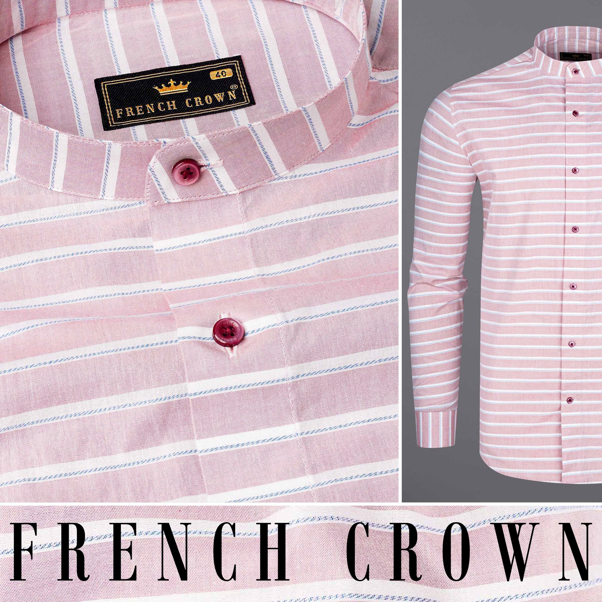 Twilight Pink Formal Stripes Premium Cotton Shirt For Men - Snitch Shirts