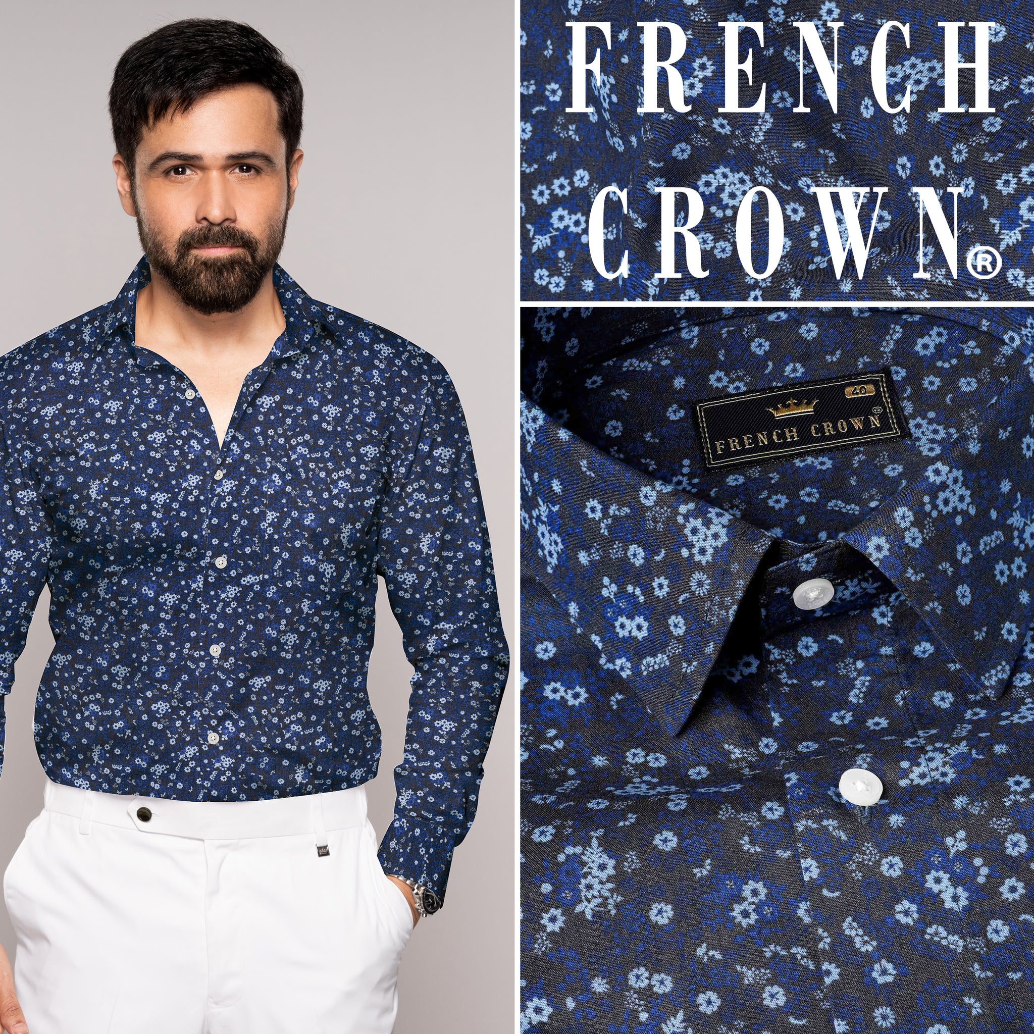 Zodiac Blue Ditzy Casual Prints Premium Cotton Shirt For Men - Snitch ...