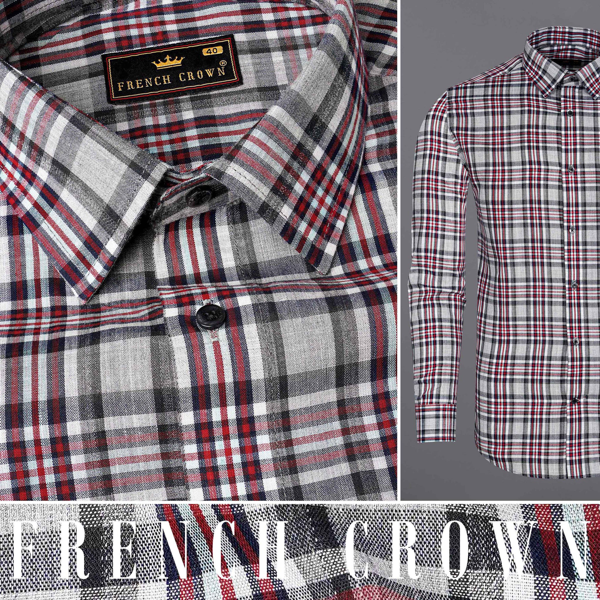 Pale Slate Gray Casual Checks-Plaid Premium Cotton Shirt For Men ...