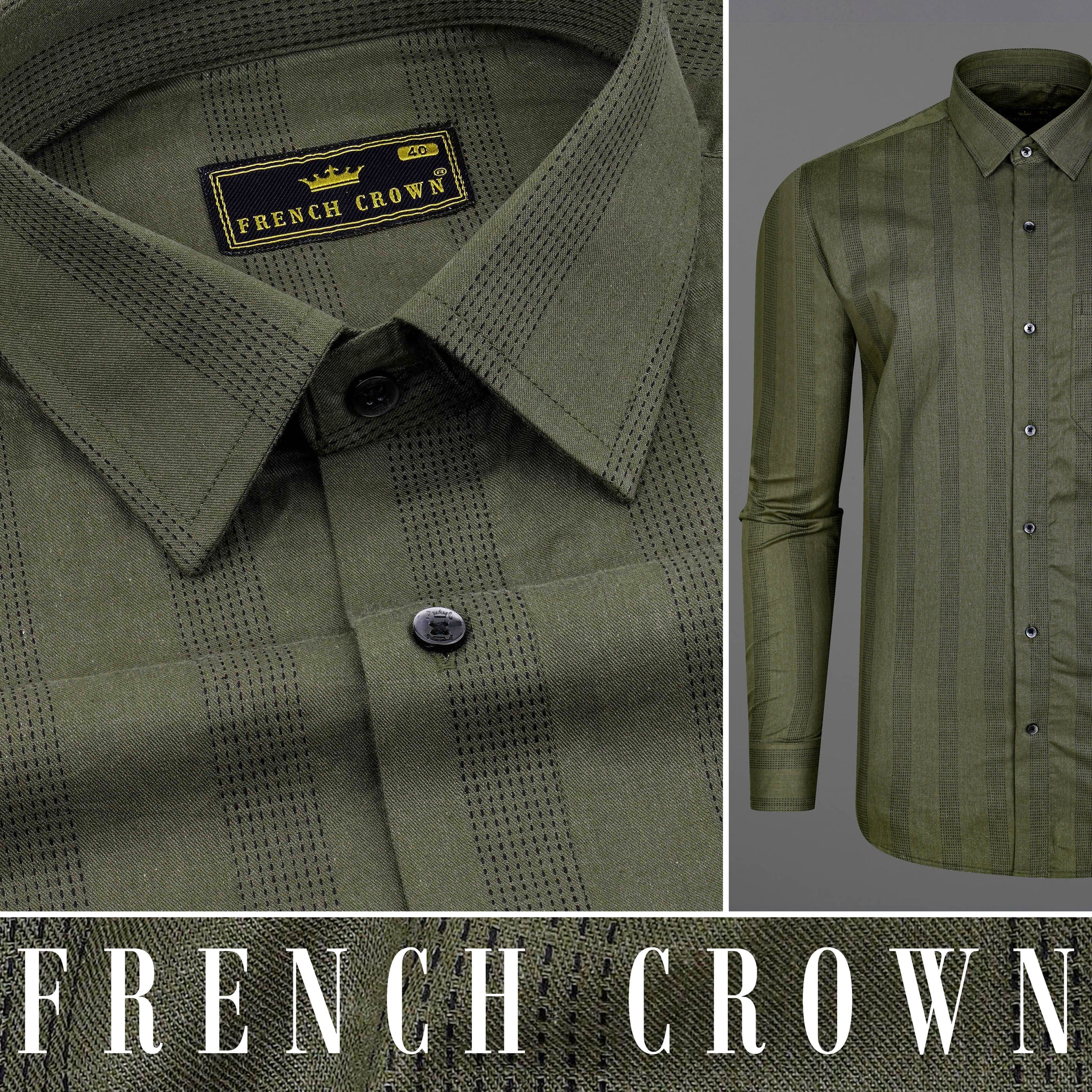 Merlin Green With Black Formal/Casual Stripes Premium Cotton Shirt For ...