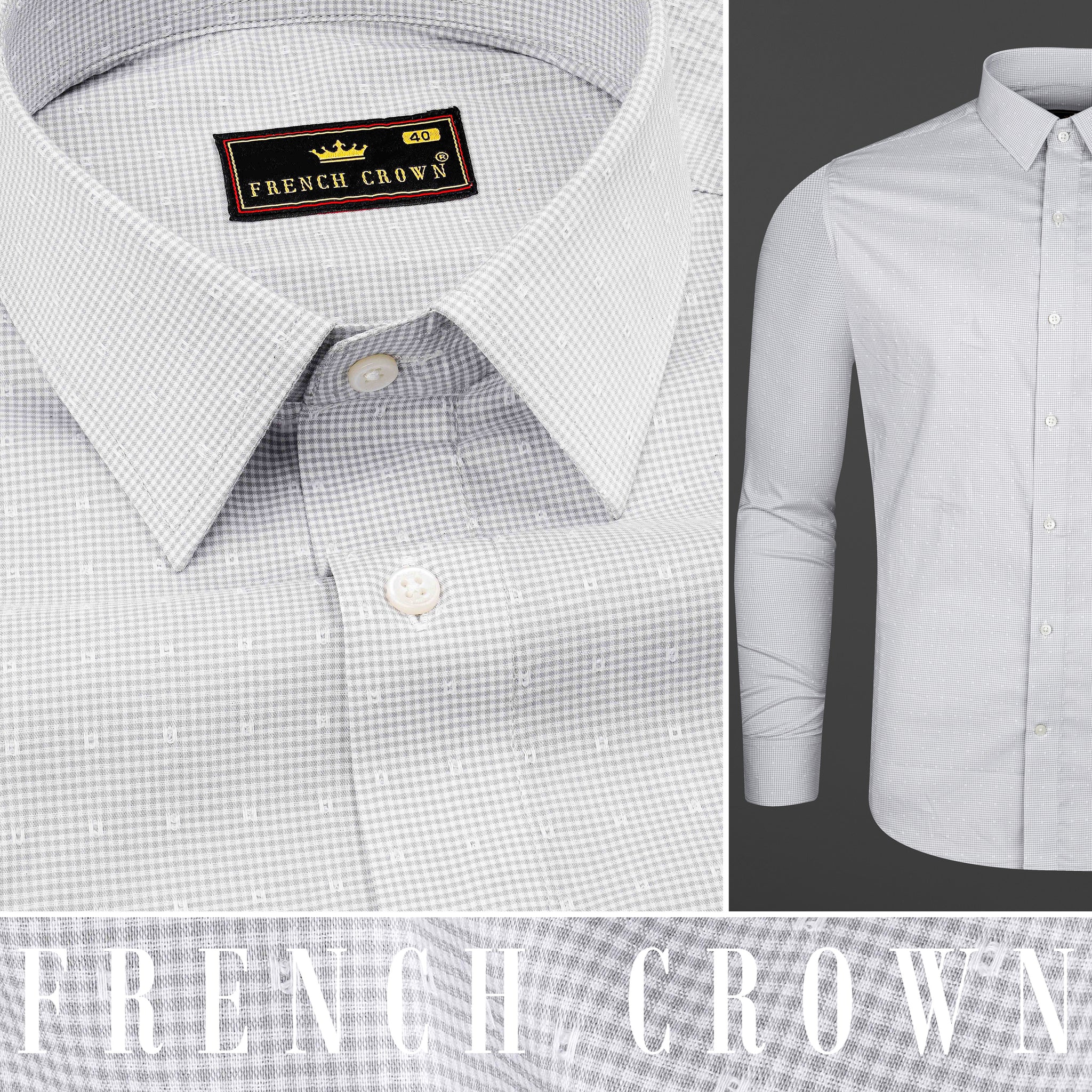 Metallic Gray and White Formal Textured Premium Cotton Shirt For Men ...