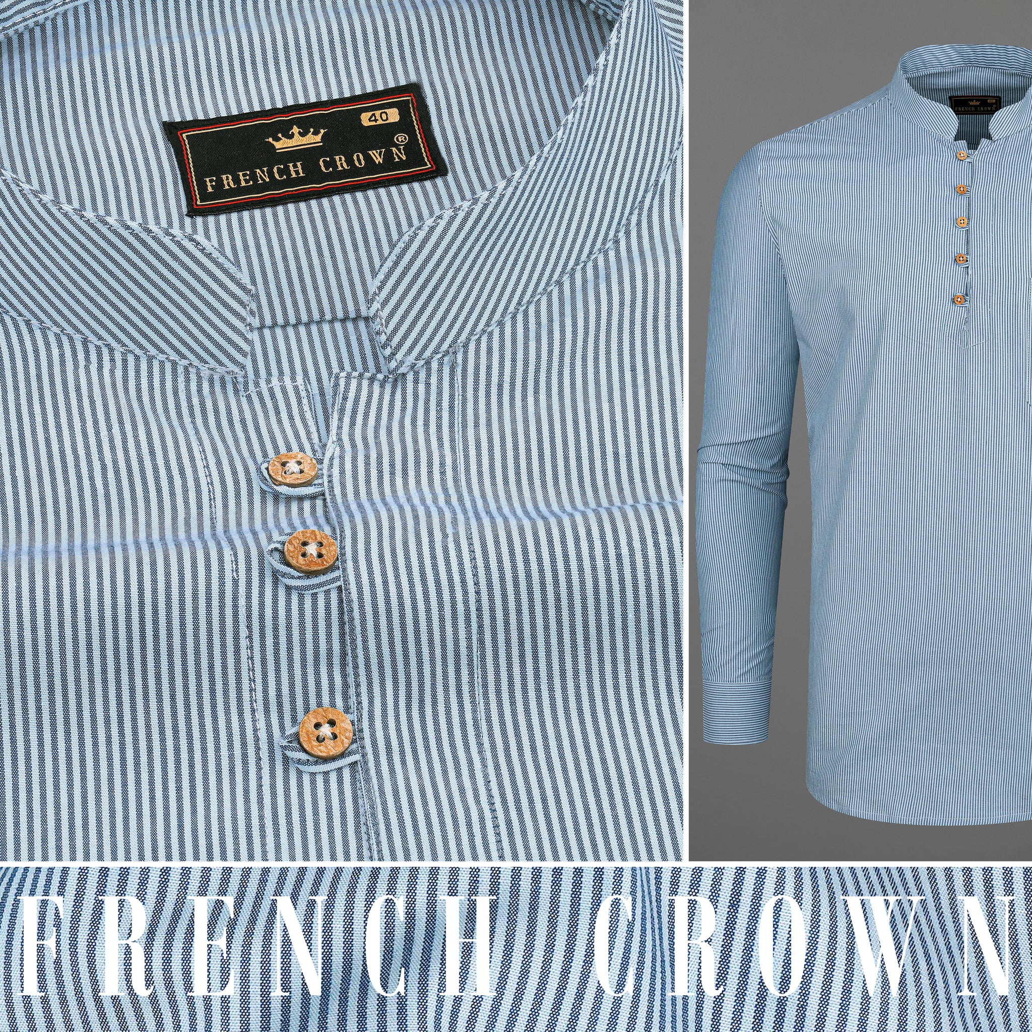 Spindle Blue and Timbe Navy Blue Casual Stripes Premium Cotton Indian ...