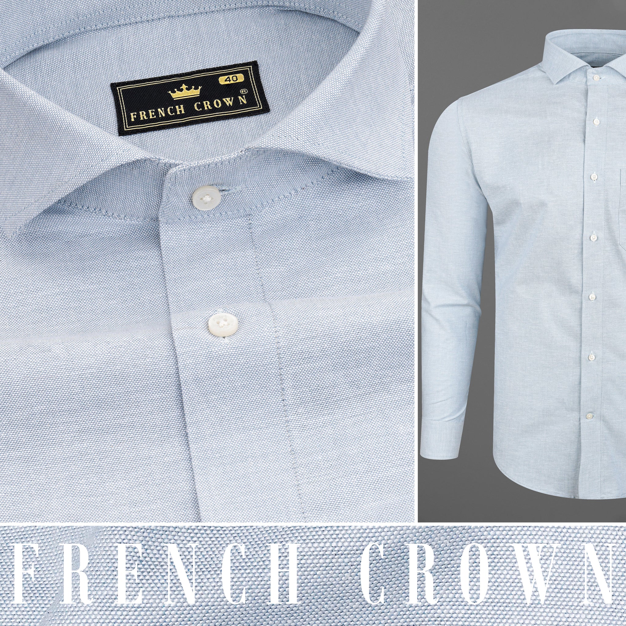 Botticelli Blue Formal/Casual Textured Premium Cotton Shirt For Men ...