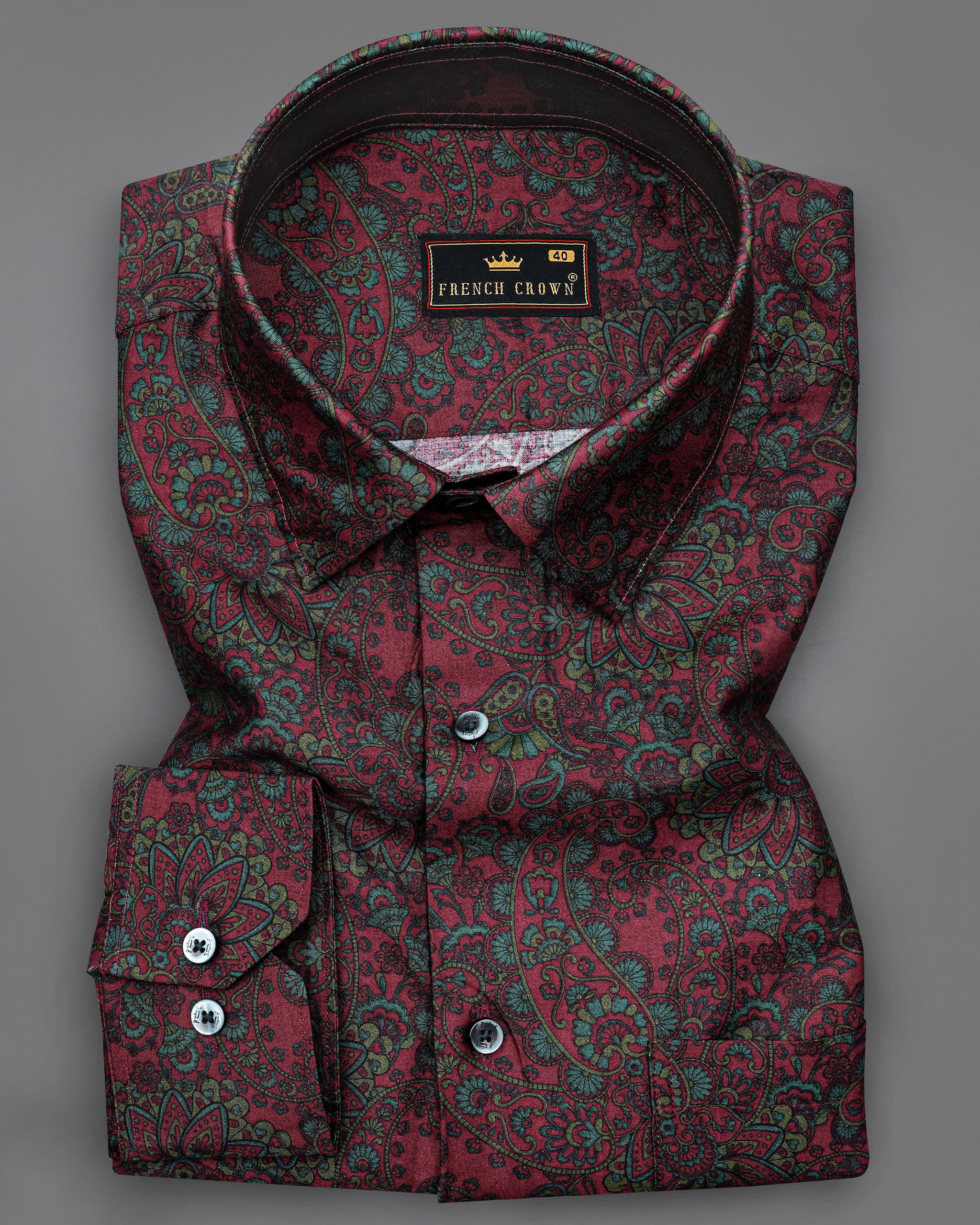 Monarch Maroon with William Green Formal/Casual Prints Premium Cotton ...
