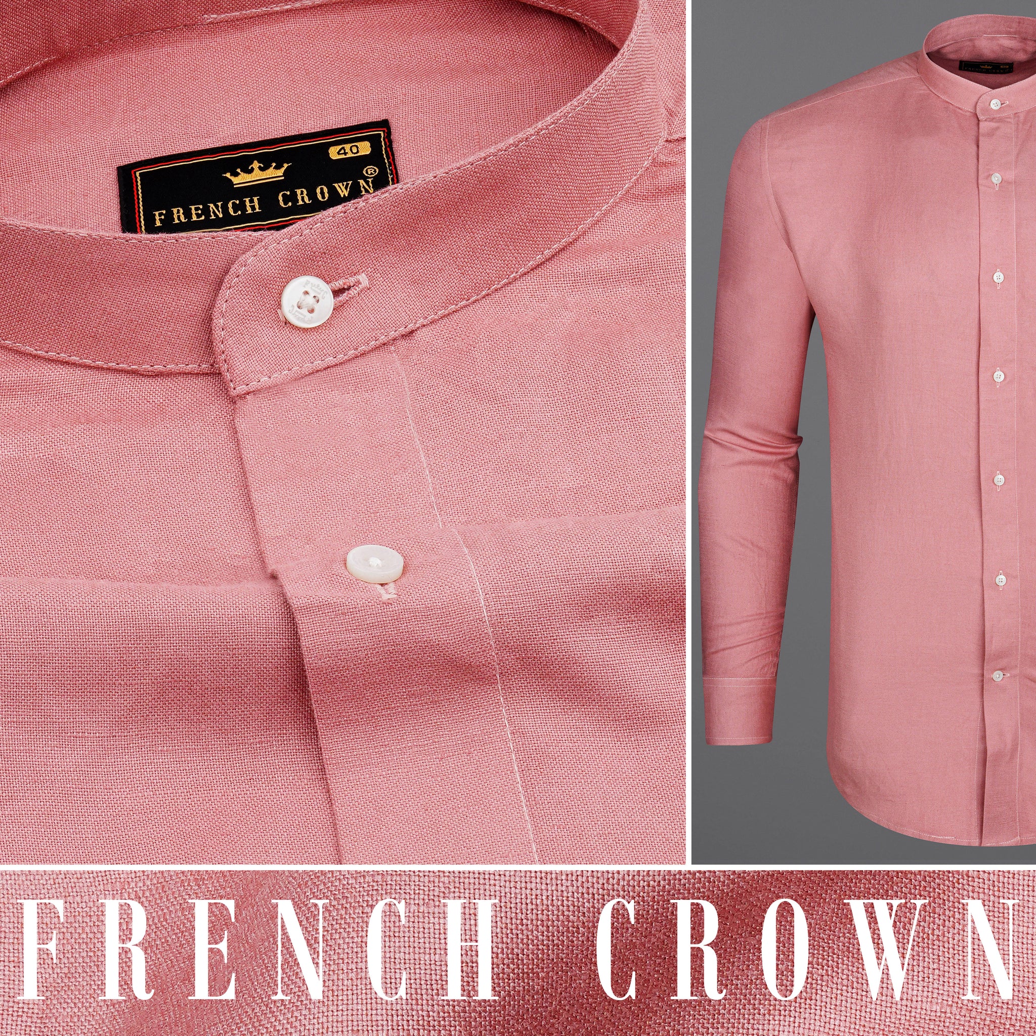 Shilo Pink Casual Textured Premium Linen Shirt For Men