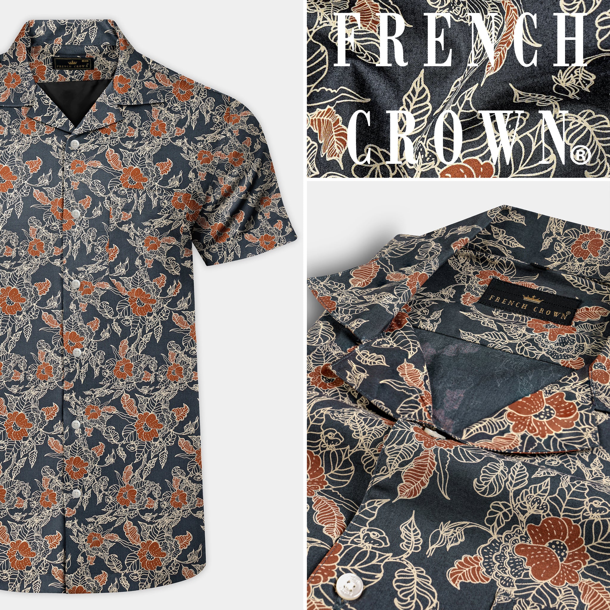 Iridium Gray Casual Prints Premium Cotton Shirt For Men - Rare Rabbit ...