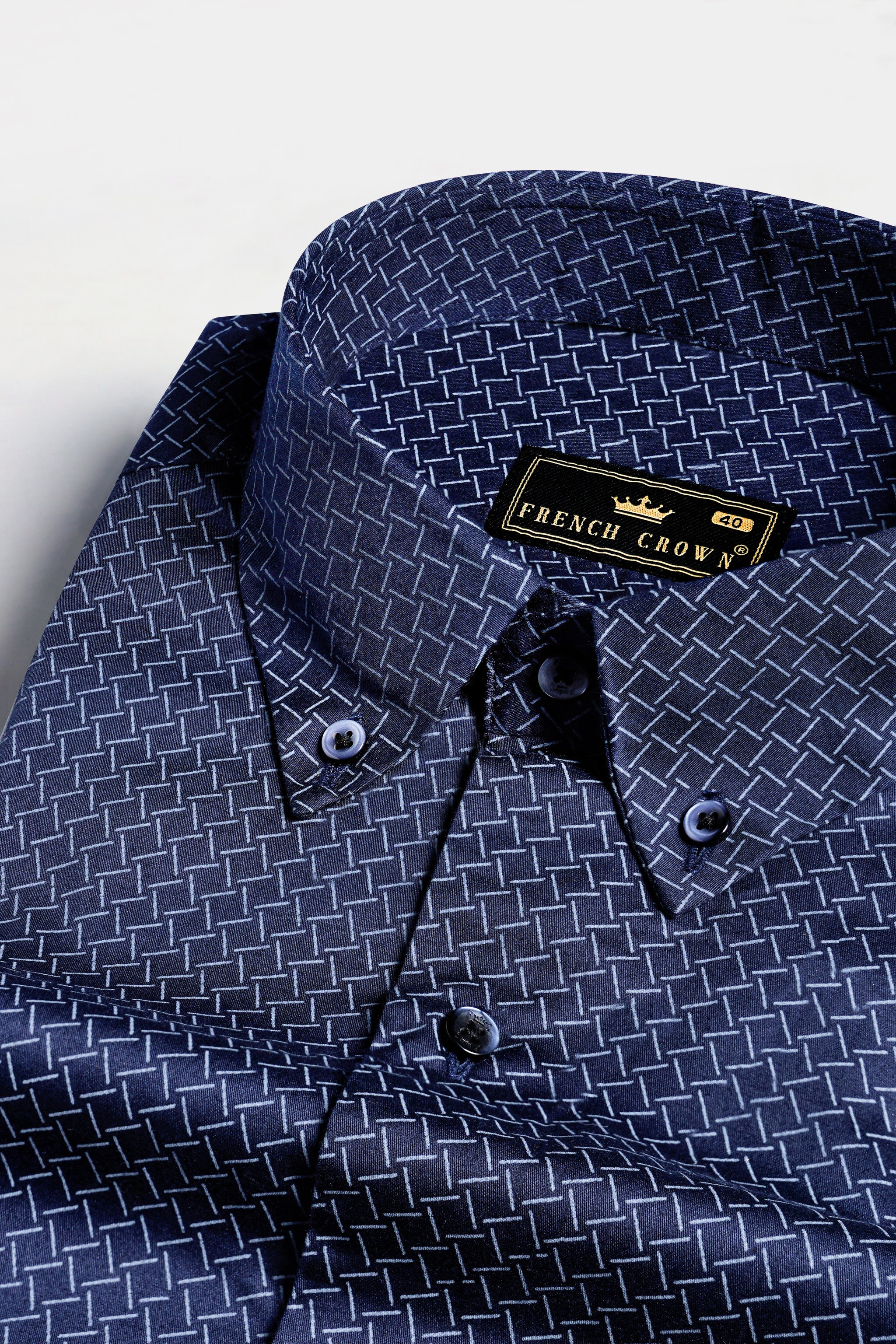 Mirage Navy Blue Formal/Casual Prints Premium Cotton Button-Down Shirt ...