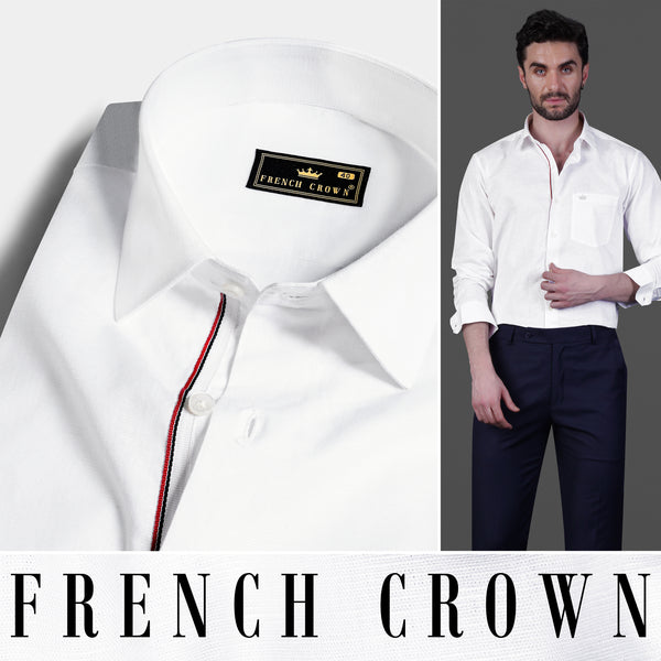Bright White Formal Plain-Solid Premium Linen Shirt For Men