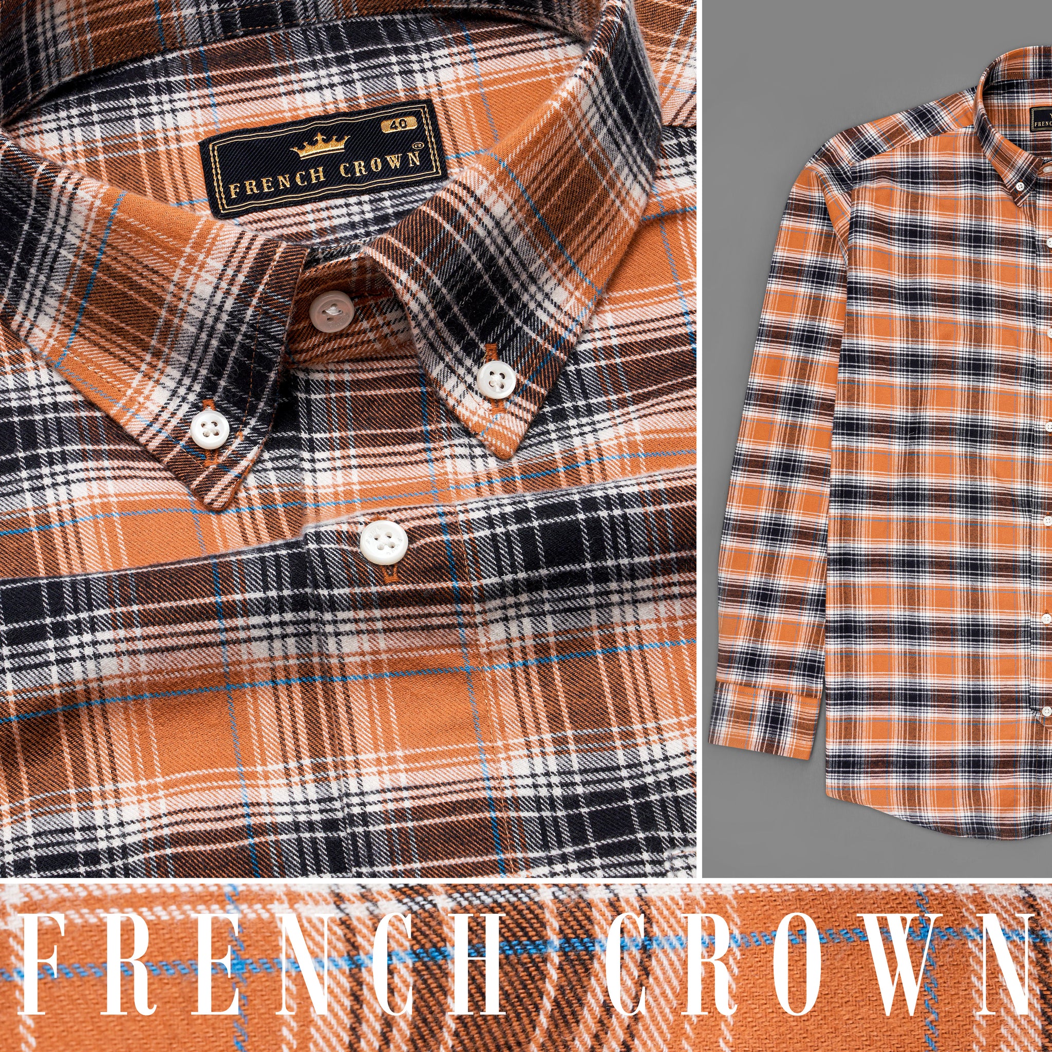 Terra Cotta Brown and Mirage Black Formal/CasualChecks-Plaid Premium ...
