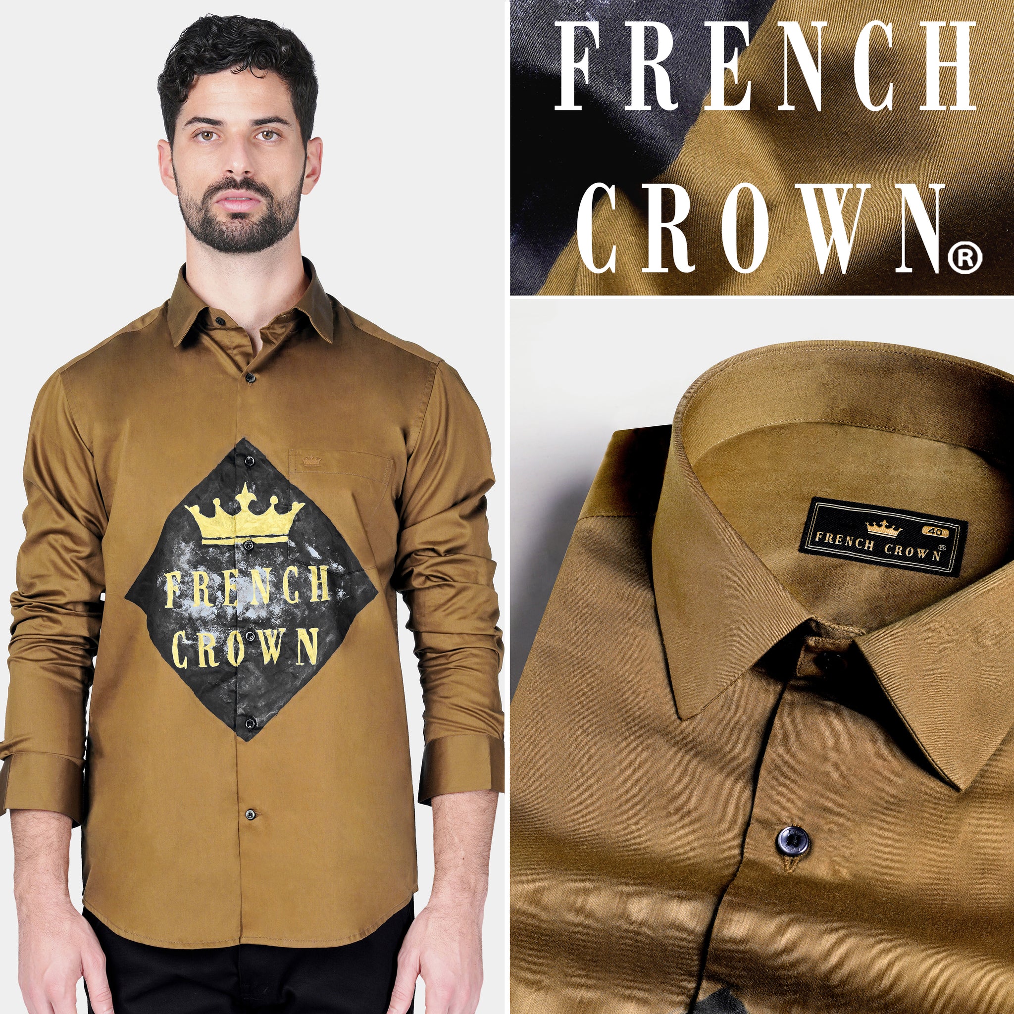 Nutmeg Brown Brand Casual Plain-Solid Premium Cotton Shirt For Men
