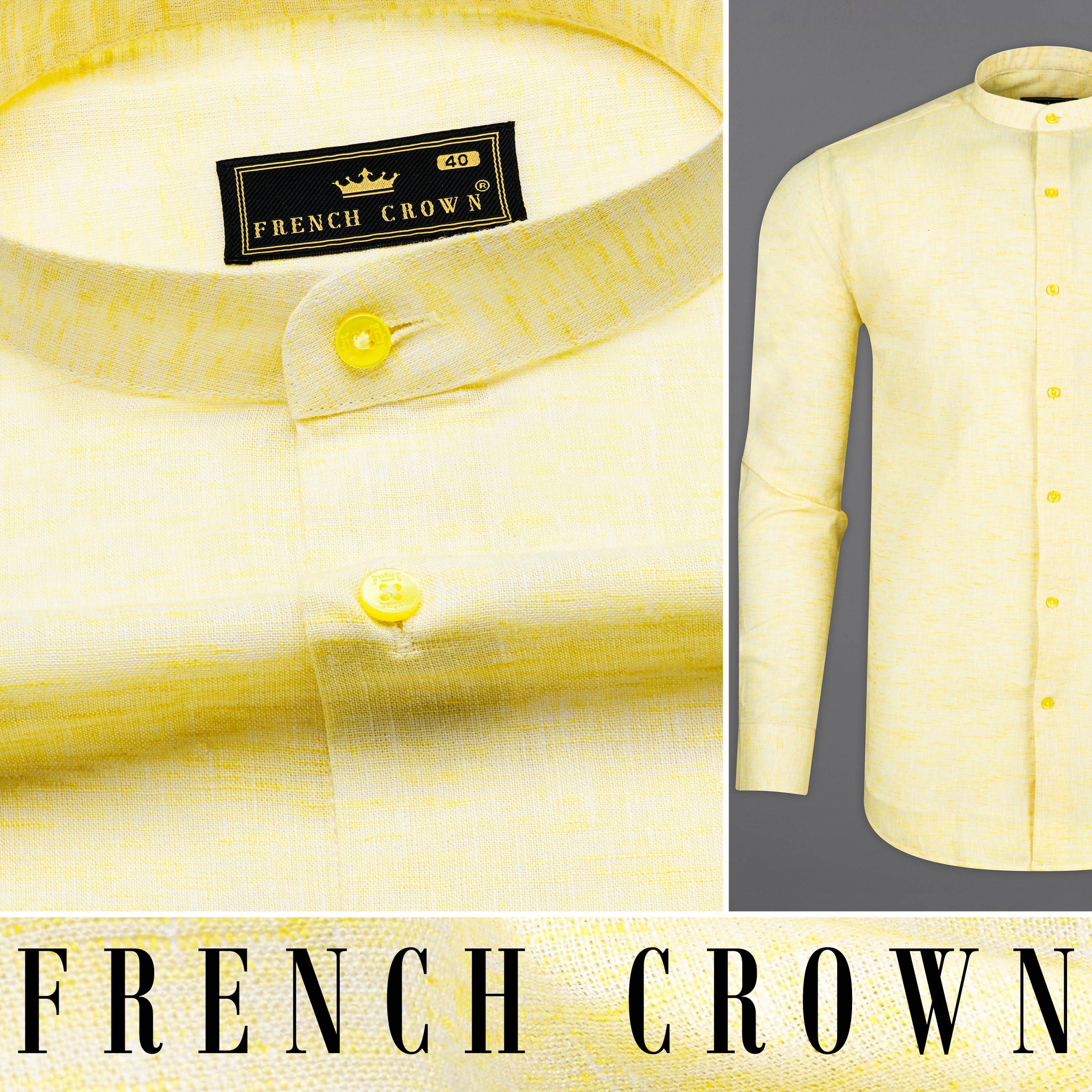 Colonial Yellow Casual Textured Premium Linen Shirt For Men