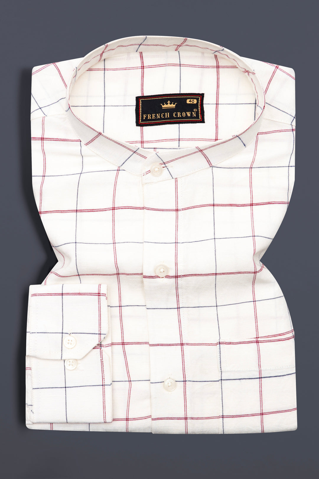 Platinum Cream Formal/Casual Checks-Plaid Premium Cotton Shirt For Men