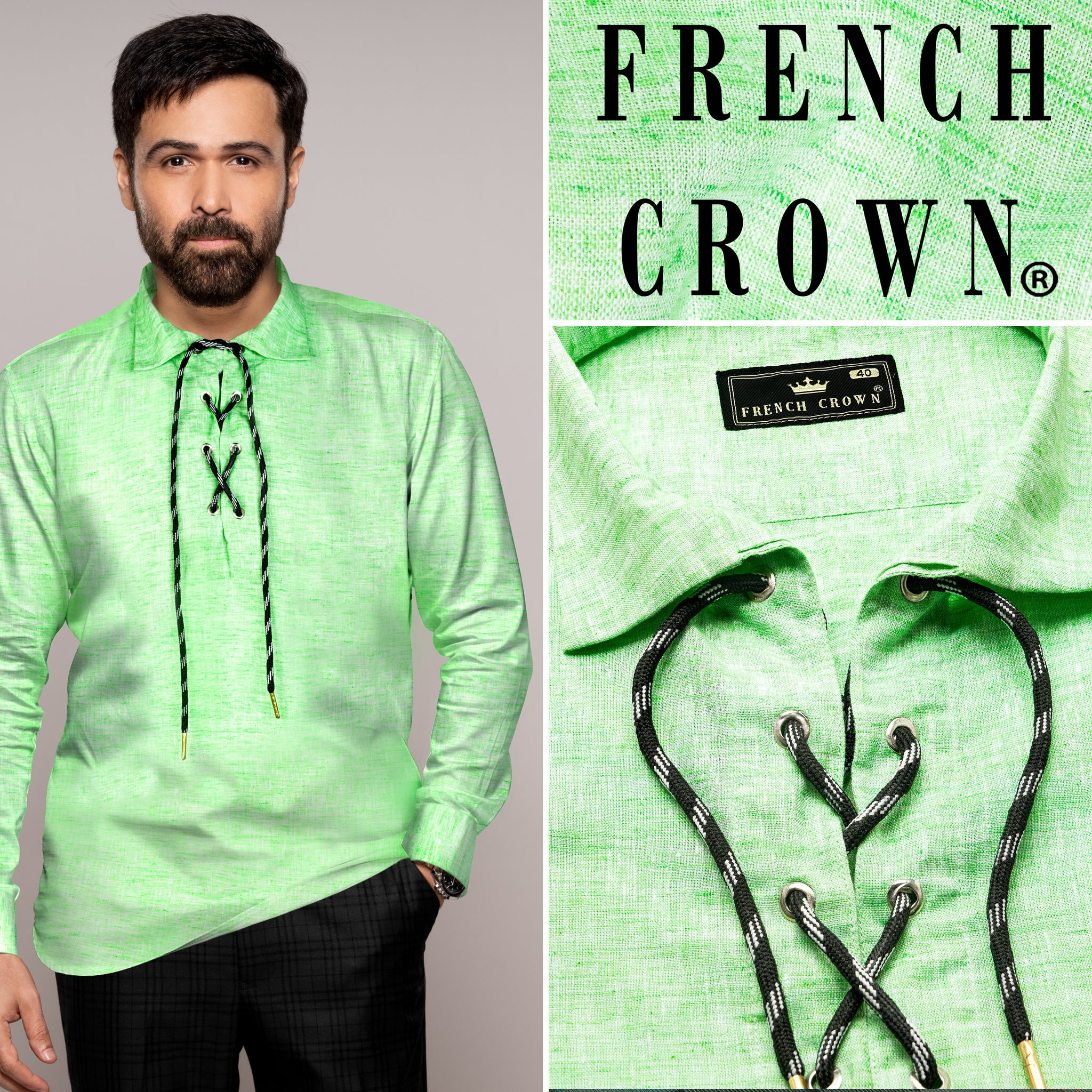 Madang Green Formal/Casual Textured Premium Cotton Shirt For Men
