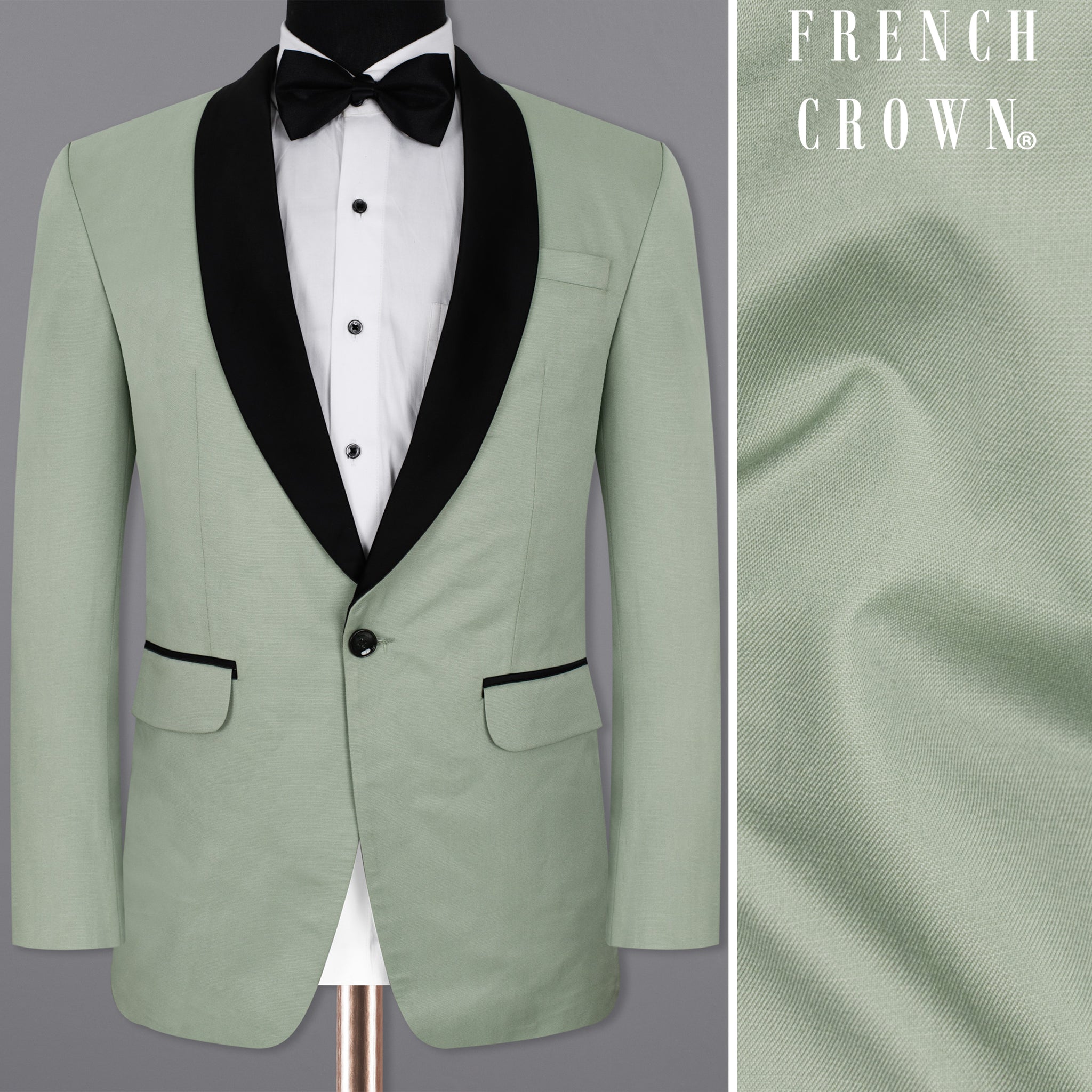 Clay ash green Plain-Solid Tuxedo Premium Wool Blend Blazers for Men