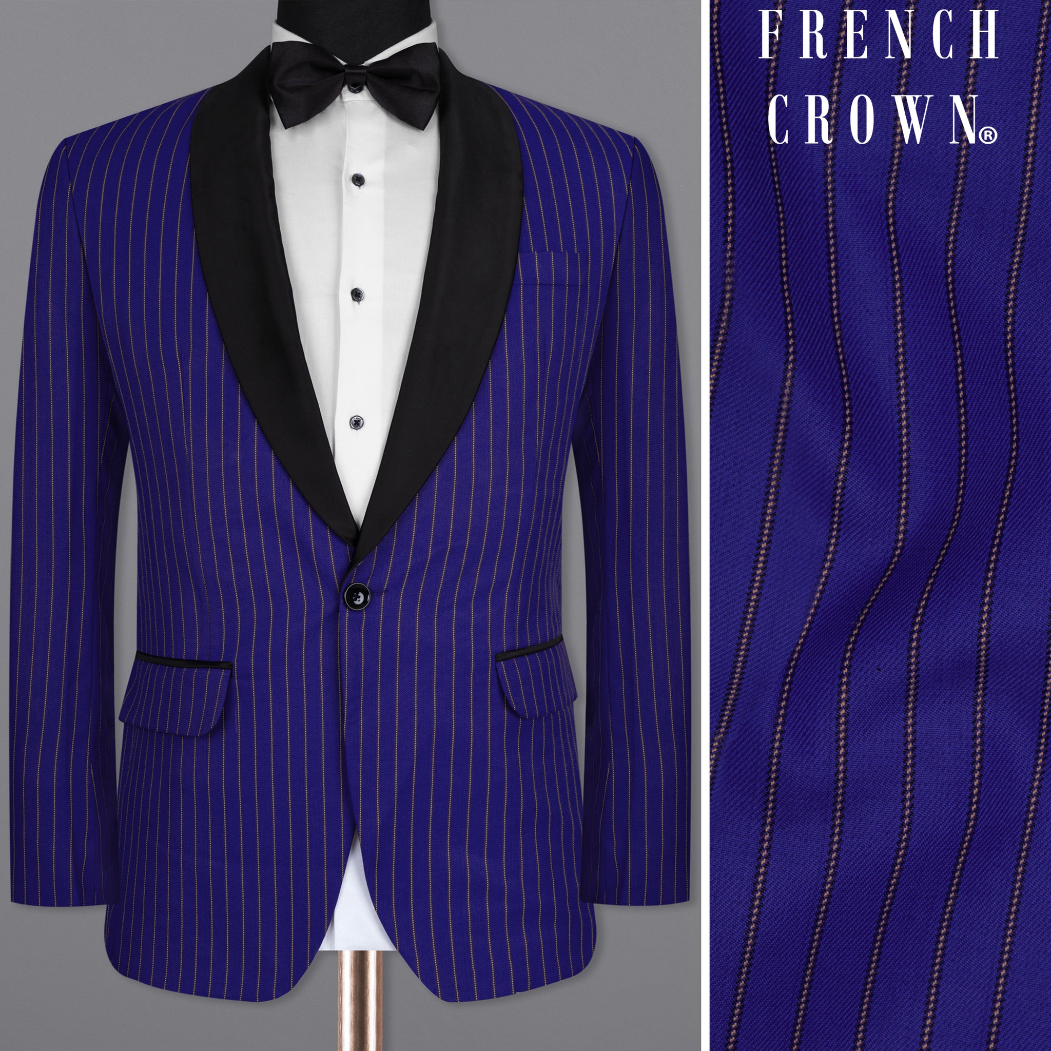 Violent Violet Stripes Tuxedo Premium Wool Blend Blazers for Men