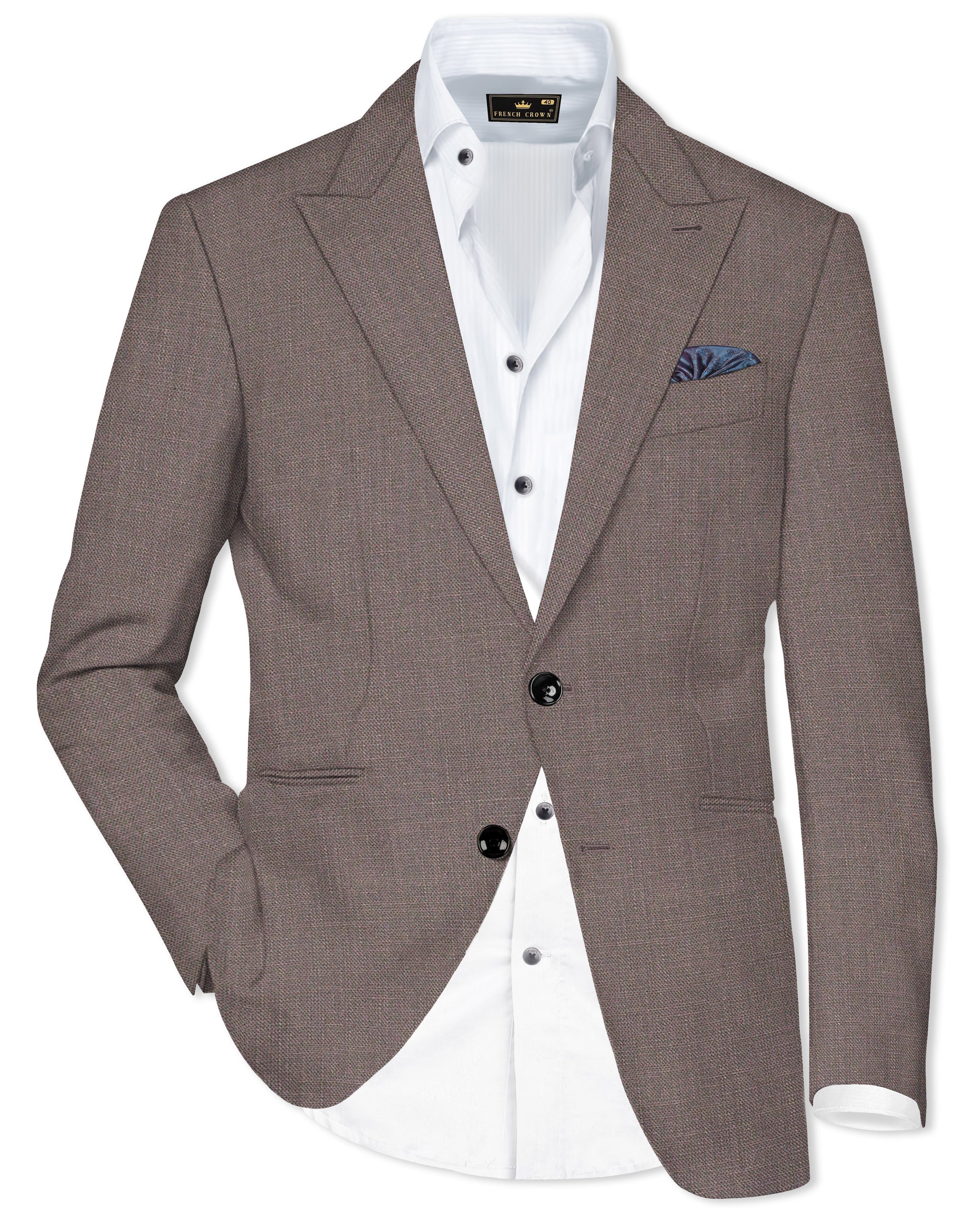 Emperor Brown Textured Single Breasted Premium Cotton Blazers For Men