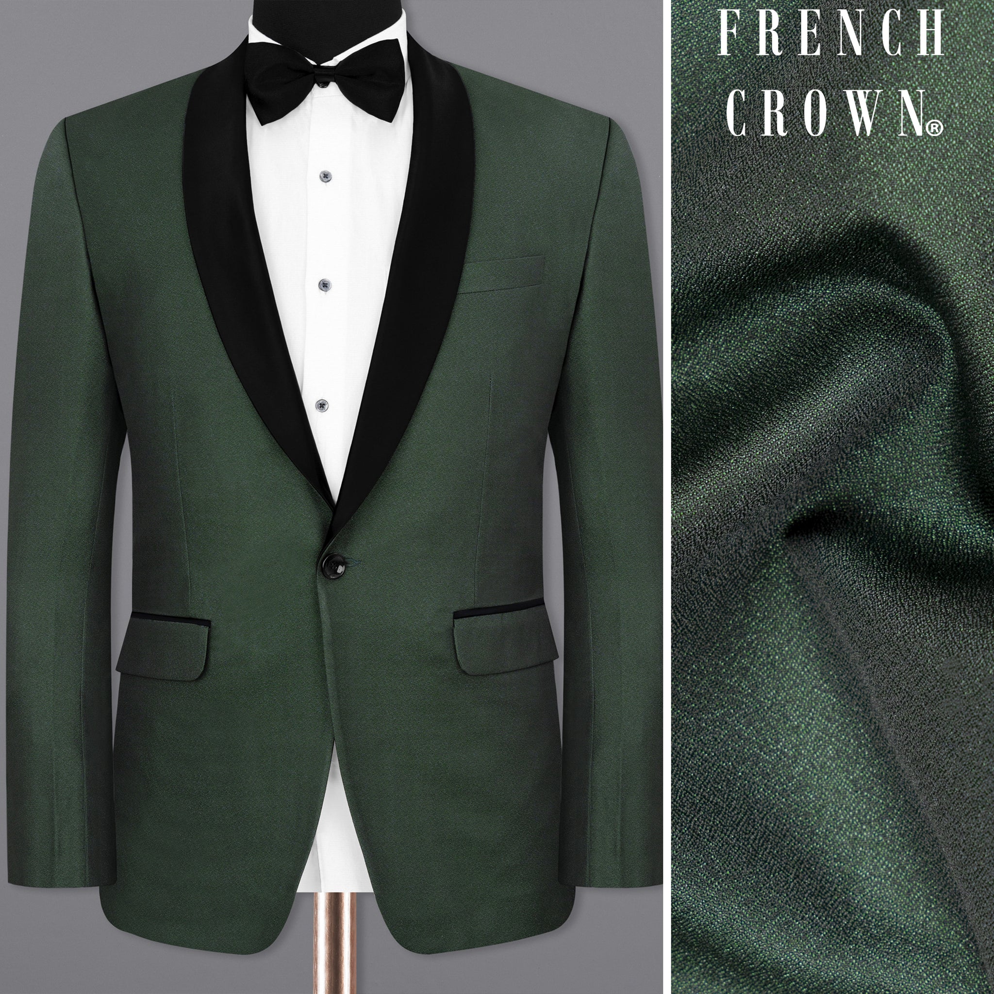 Timber Green Textured Tuxedo Premium Wool Blend Blazers for Men