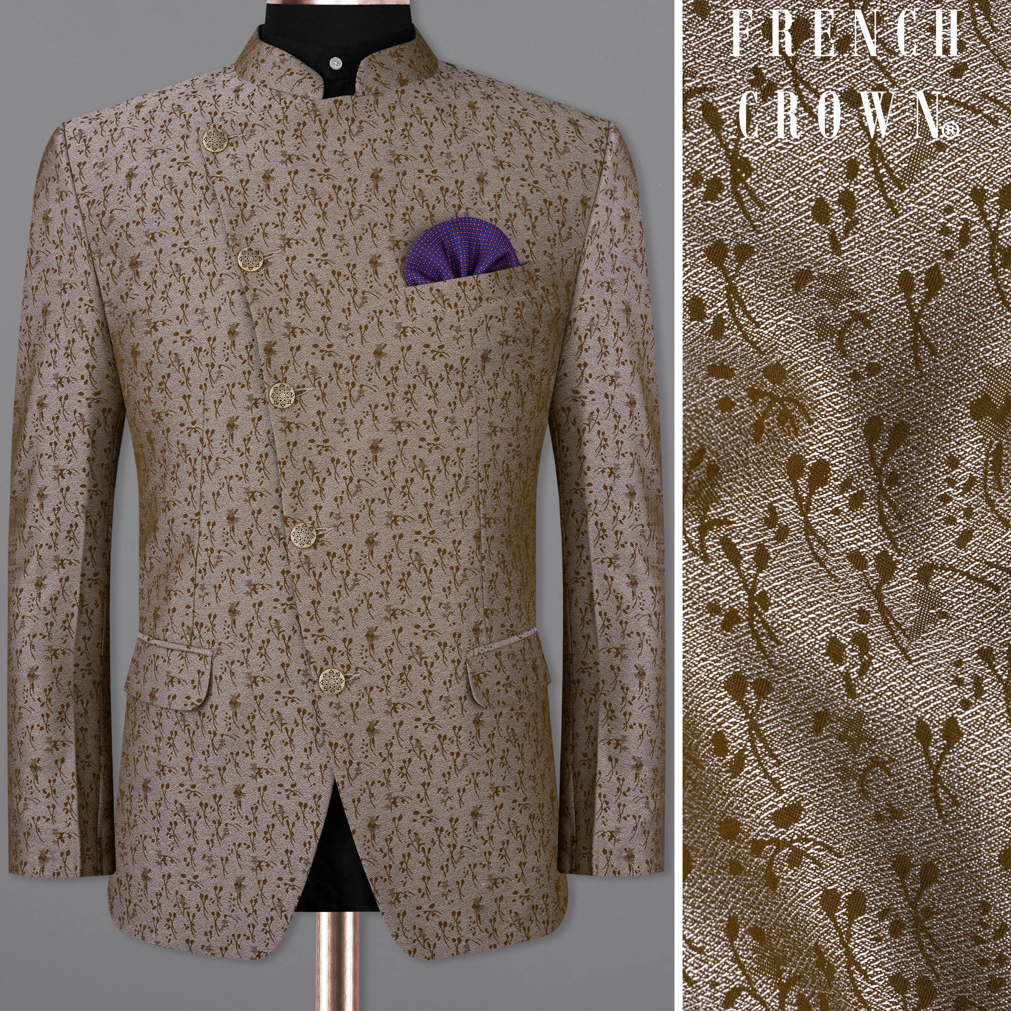 Bronzetone Ditzy Textured Premium Bandhgala/Jodhpuri Blazers for Men.