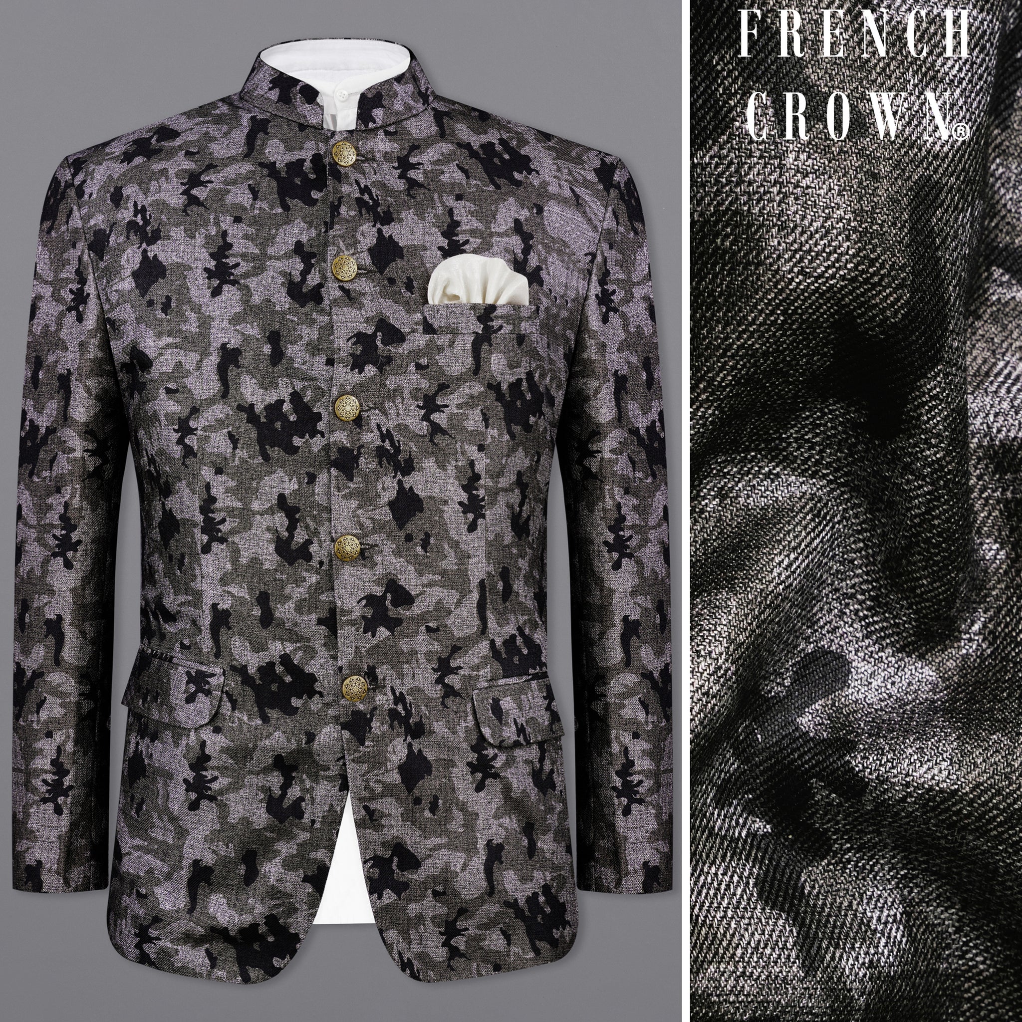 Merlin Green with Scorpion Gray Chintz Textured Premium Terry Rayon ...