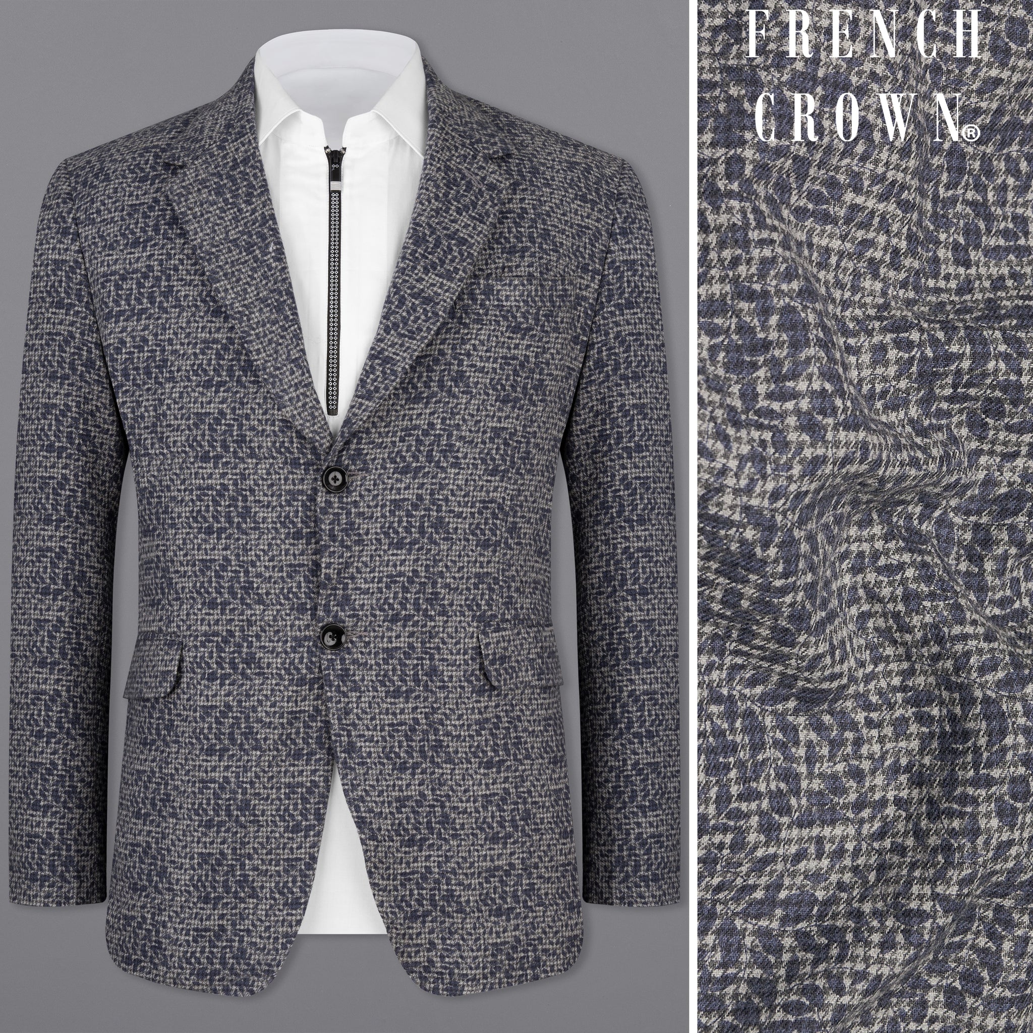 Dawn Gray and Gunmetal Navy Blue Textured Premium Cotton Single ...