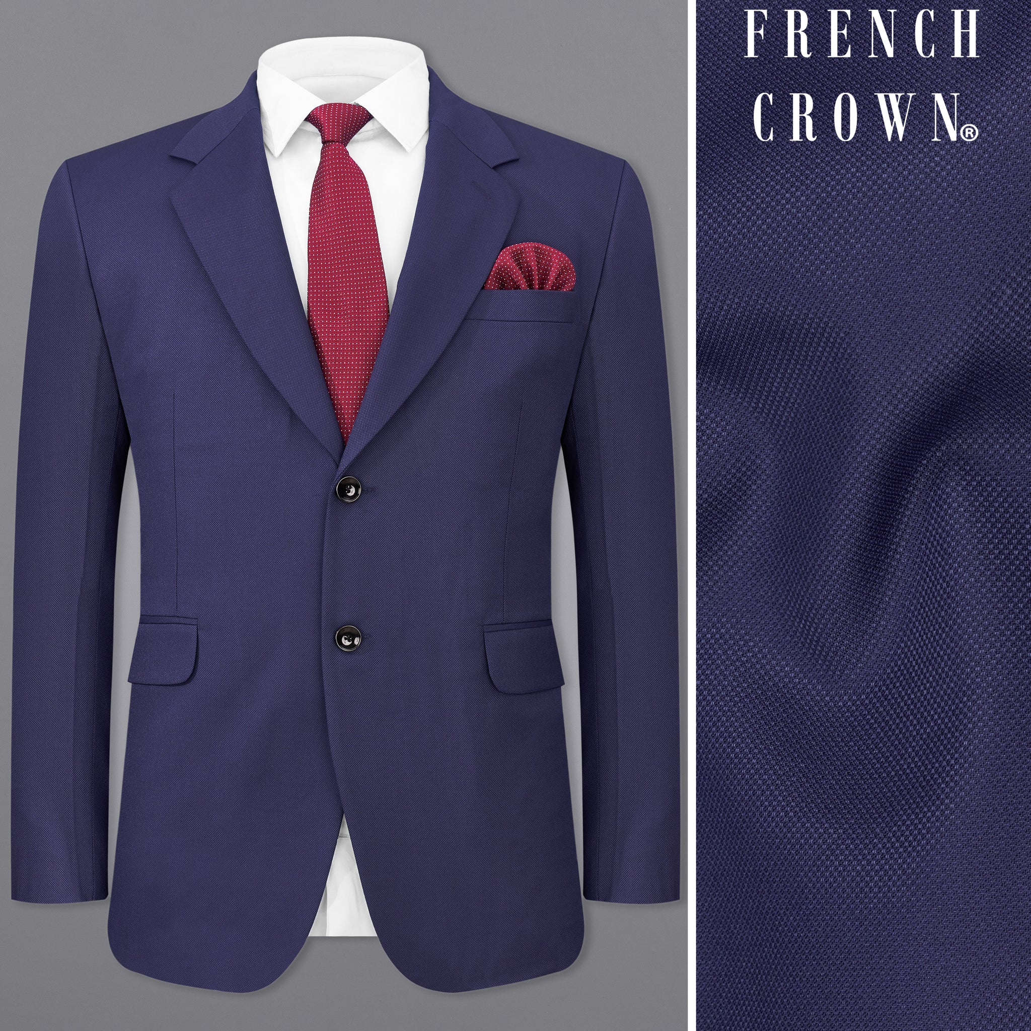 Ebony Clay Blue Textured Premium Terry-Rayon Single-Breasted-Blazers ...