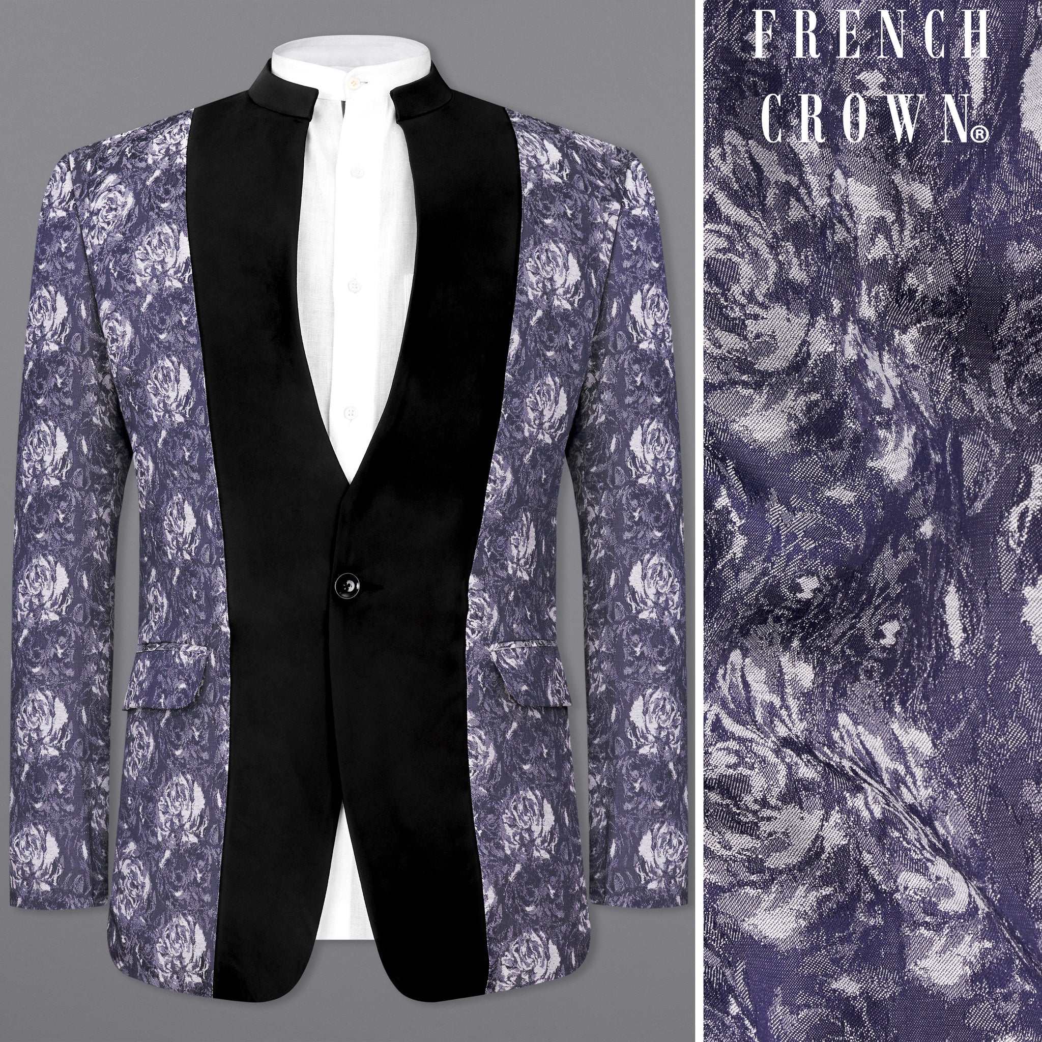 Jade Black with Gun Powder Blue Textured Premium Single-Breasted ...