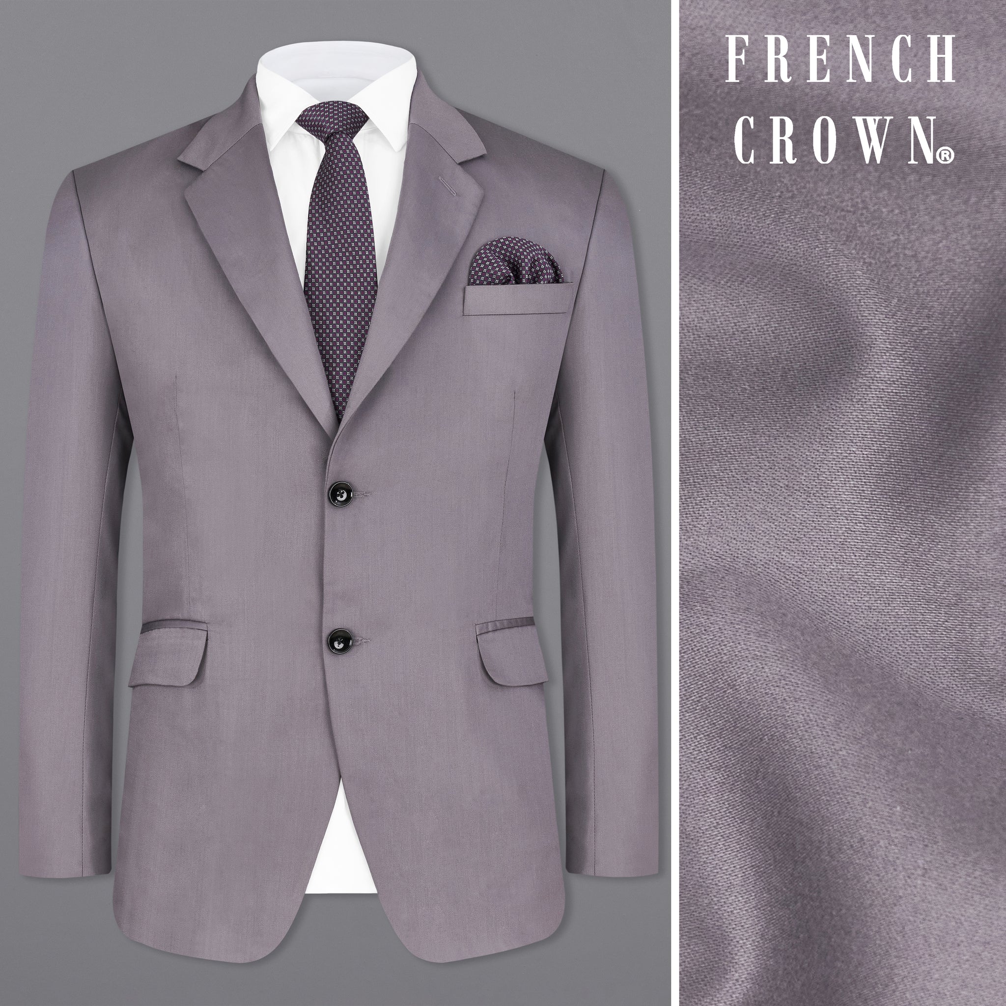 Light Gray Textured Premium Terry-Rayon Single-Breasted-Blazers for Men.