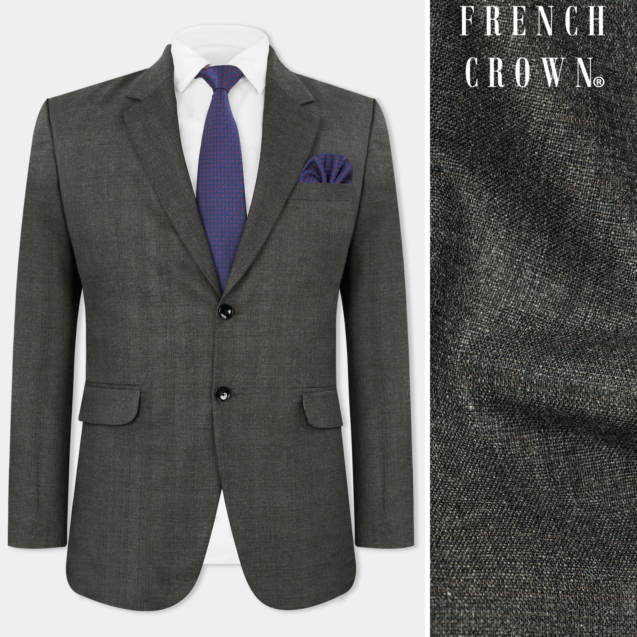 Iridium Dark Gray Textured Premium Terry-Rayon Single Breasted Blazers ...