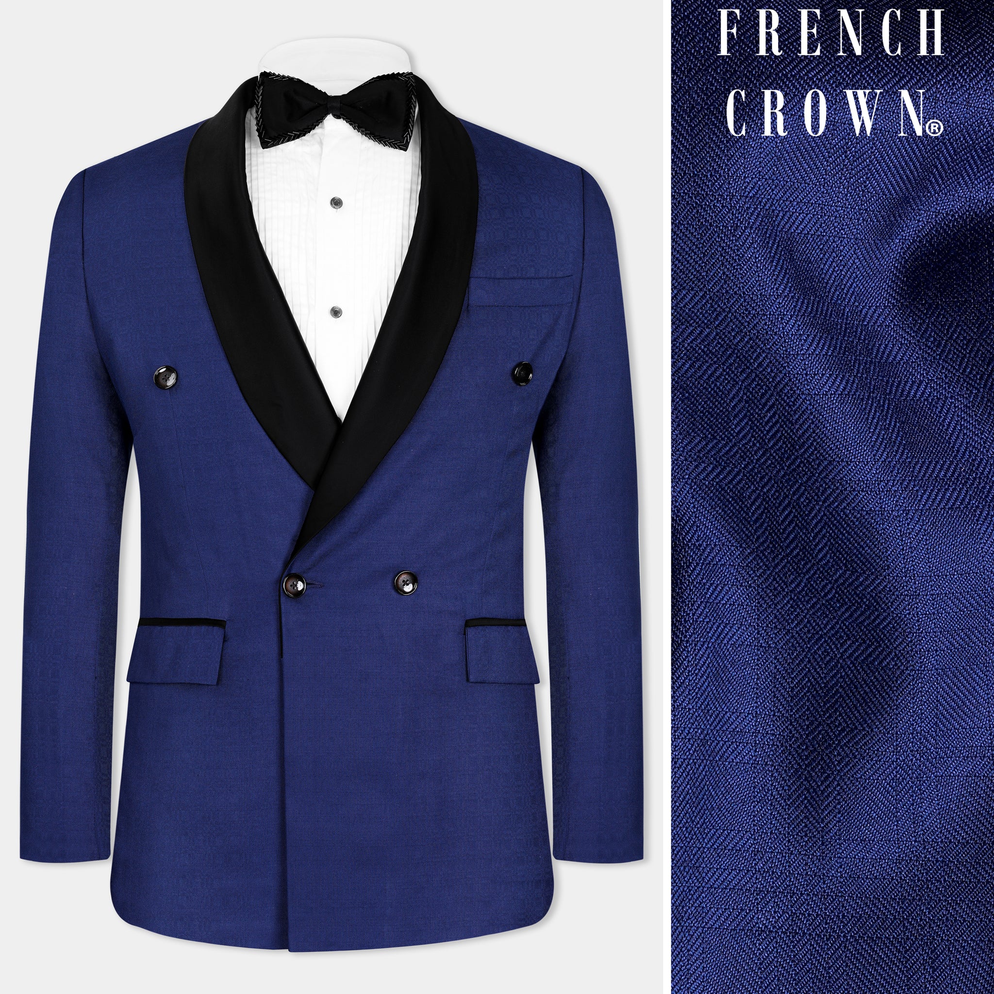 Cloud Burst Blue Textured Premium wool blend Double Breasted Blazer For ...