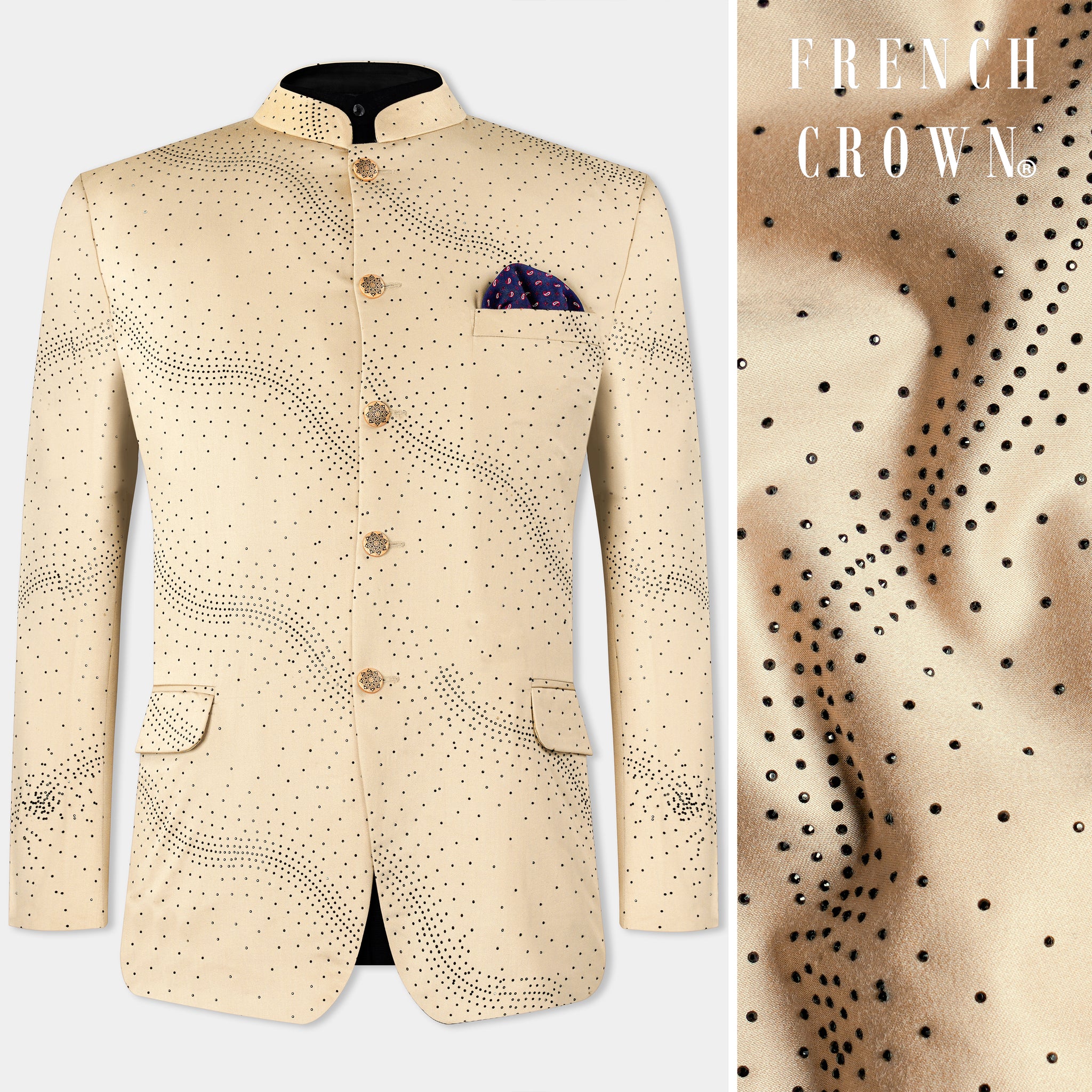 Ivory Cream Plain-Solid Premium Wool Blend Bandhgala/Jodhpuri Blazers ...