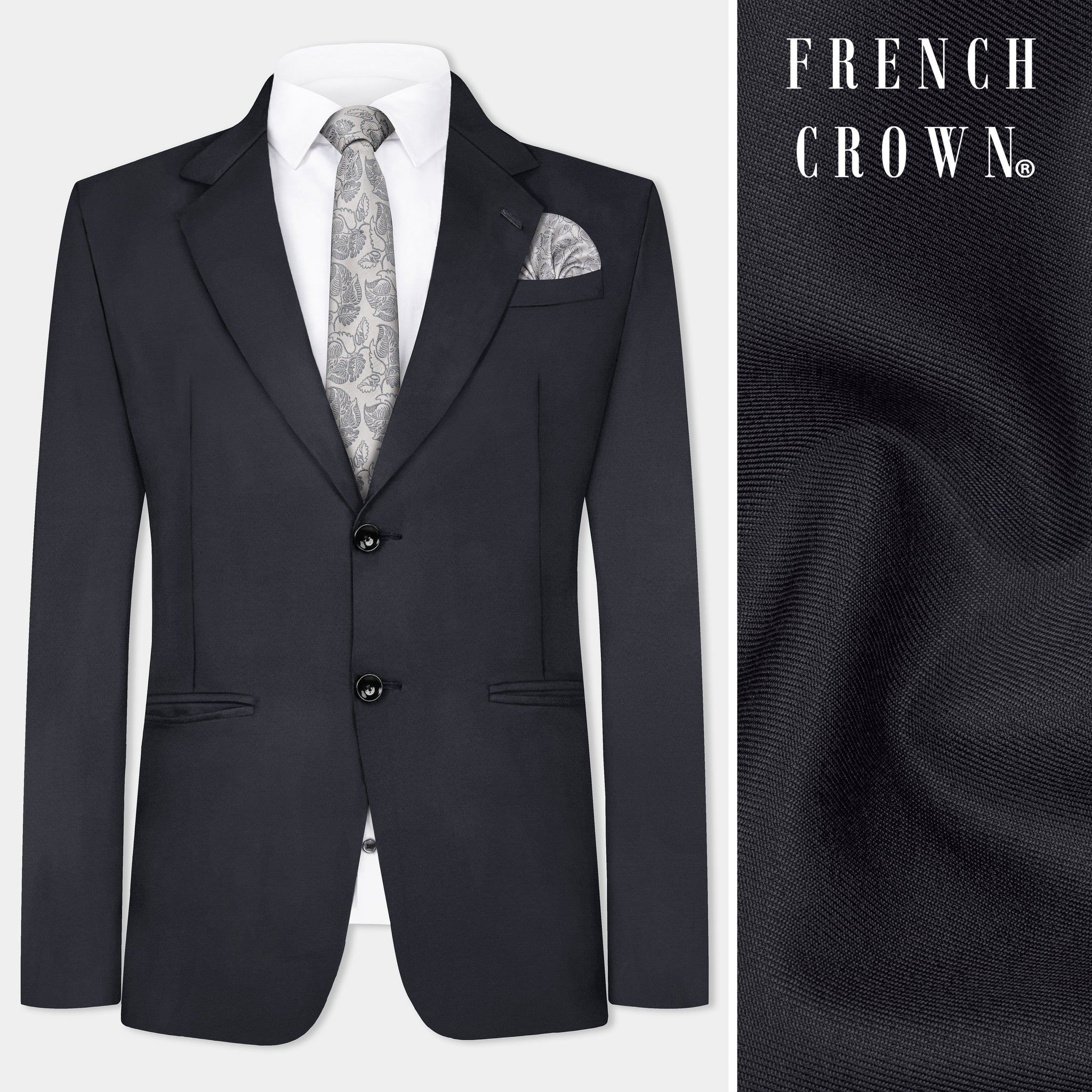 Piano Gray Plain-Solid Premium Wool Blend Bandhgala/Jodhpuri Blazer for ...