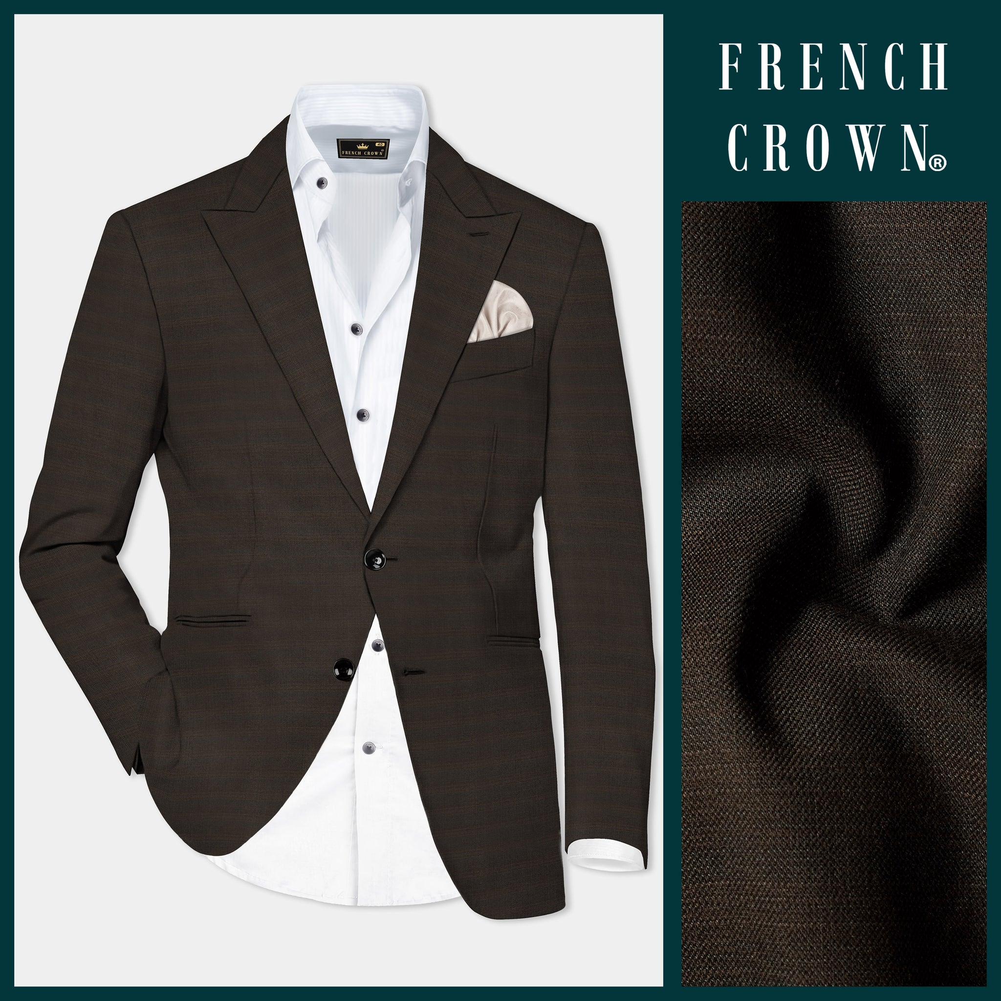 Piano Brown Textured Premium Wool Blend Single Breasted Blazer For Men.