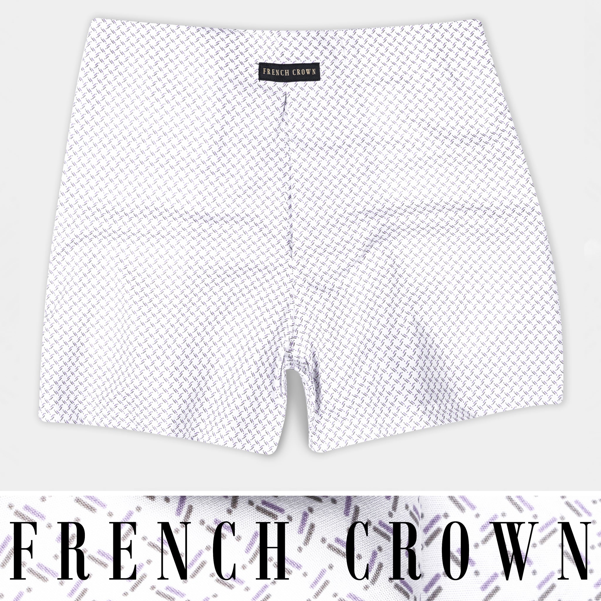Bright White With Comet Brown Prints Premium Cotton Boxers For Man
