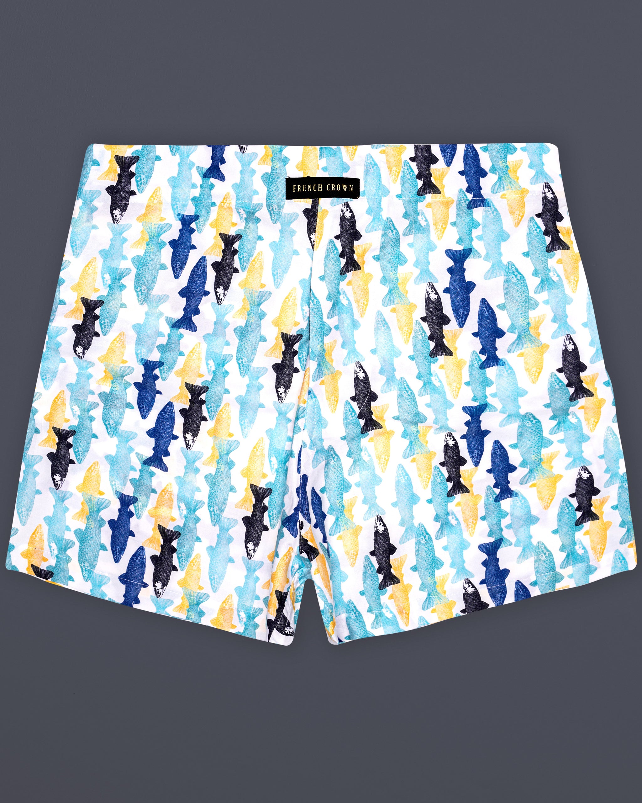Bright White with Multicolour Fish Printed Super Soft Premium Cotton ...