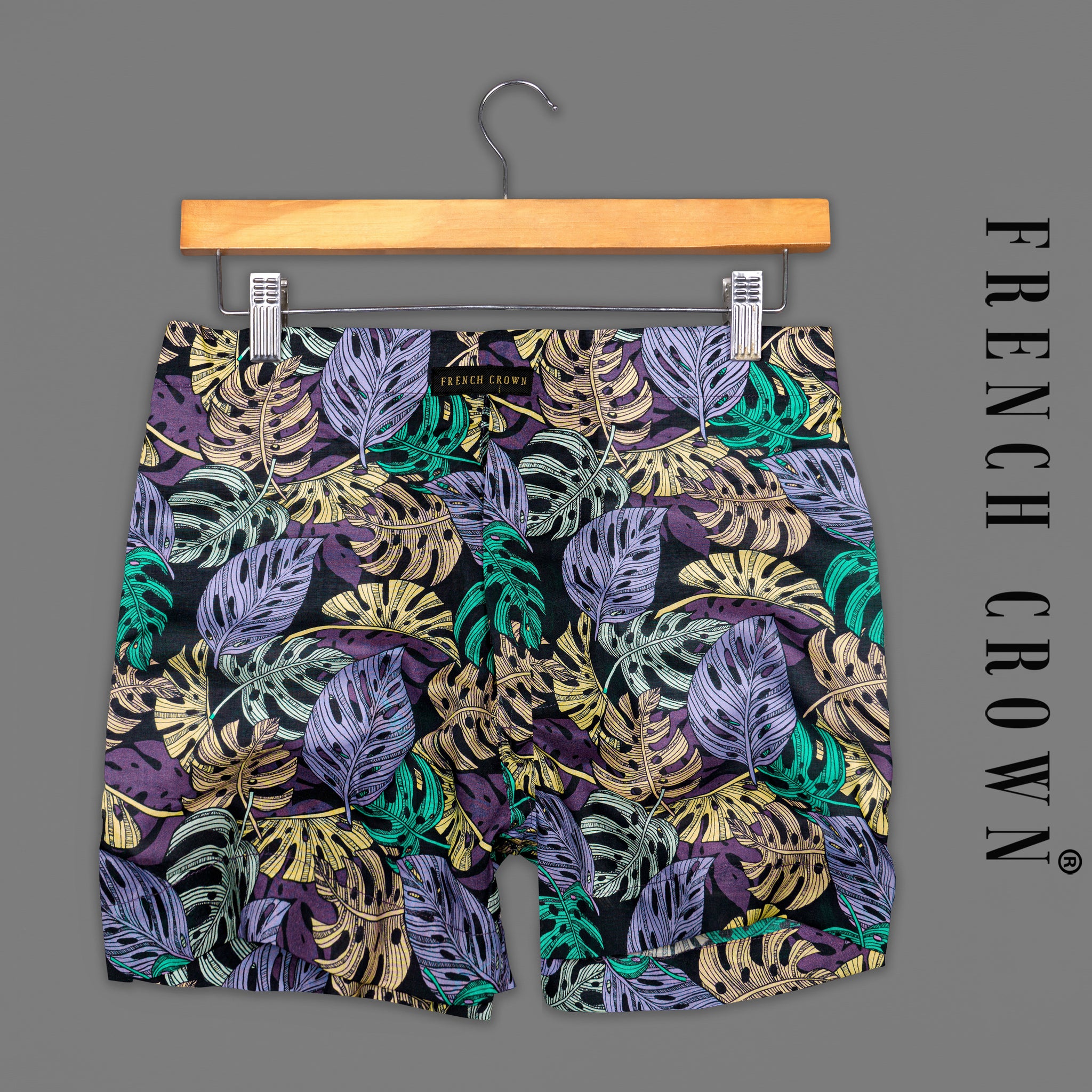 Twilight Purple with Puerto Green Prints Premium Cotton Boxers For Man