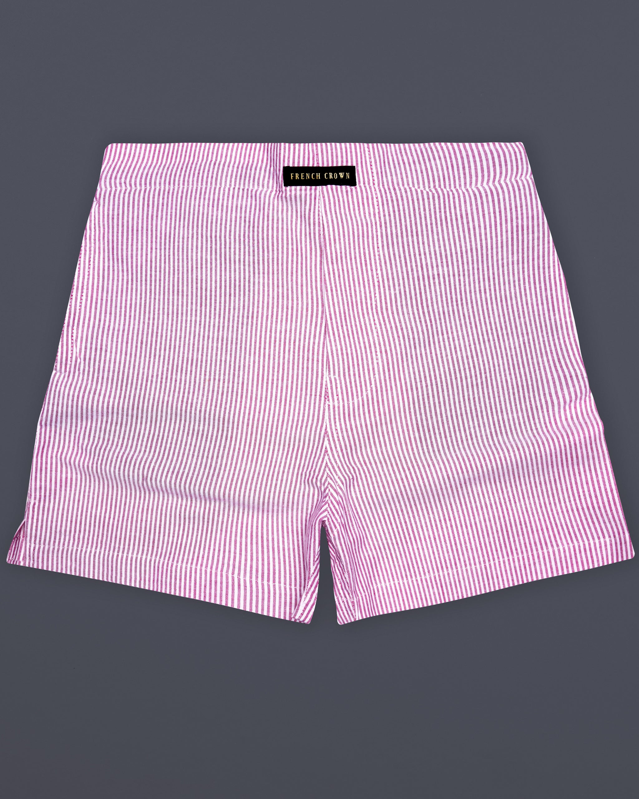 Fuchsia Pink And Bright White Stripes Cotton Boxer For Man