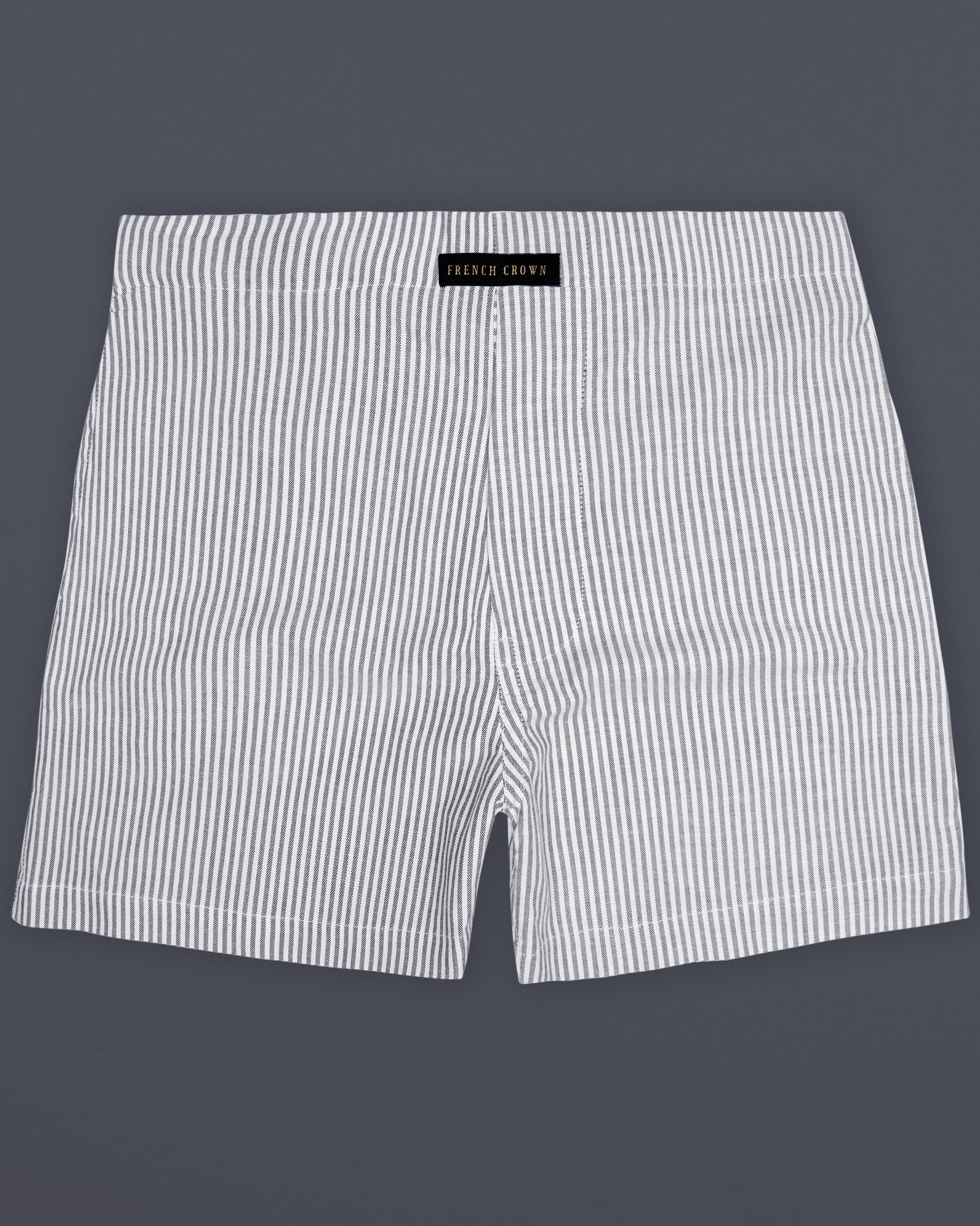 Boulder Gray And Bright White Stripes Cotton Boxer For Man