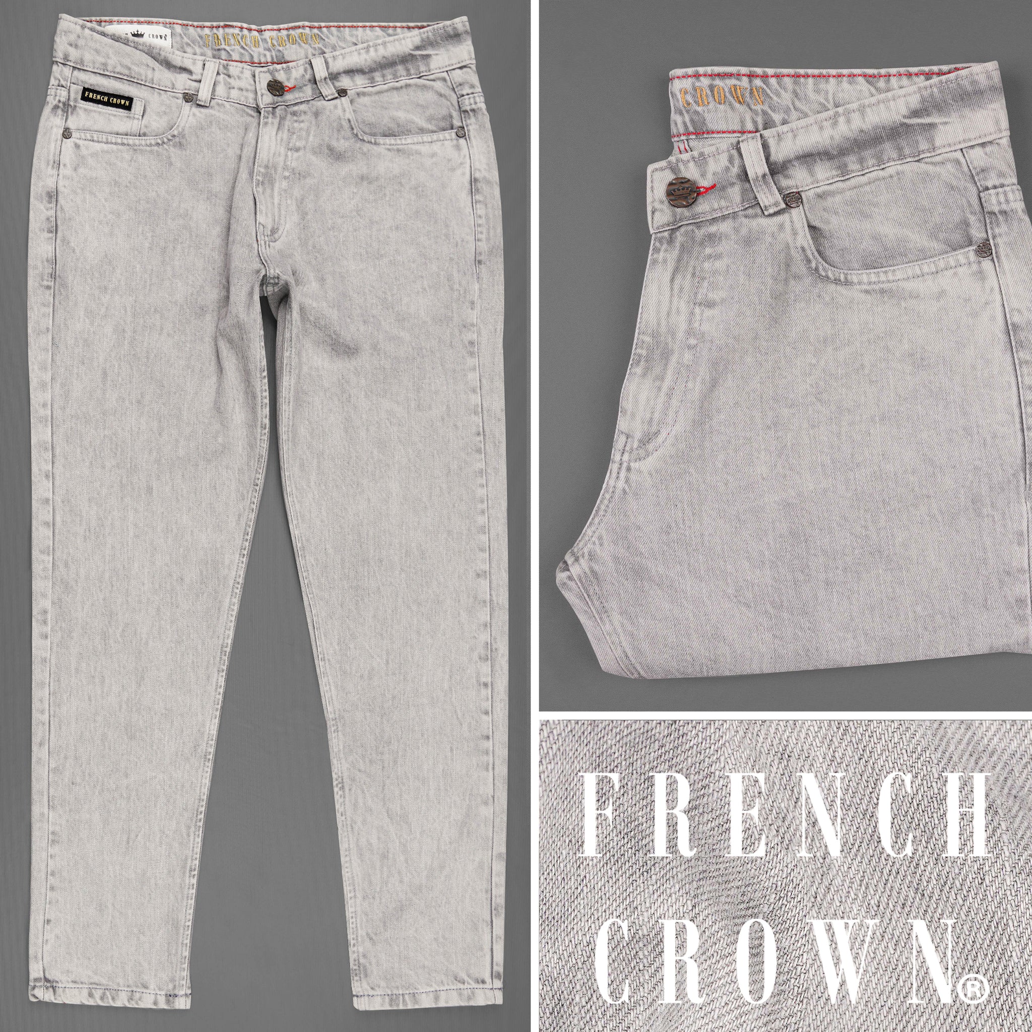 Pale Slate Gray Slim Fit Mid-Rise Clean Look Stretchable Denim Jeans