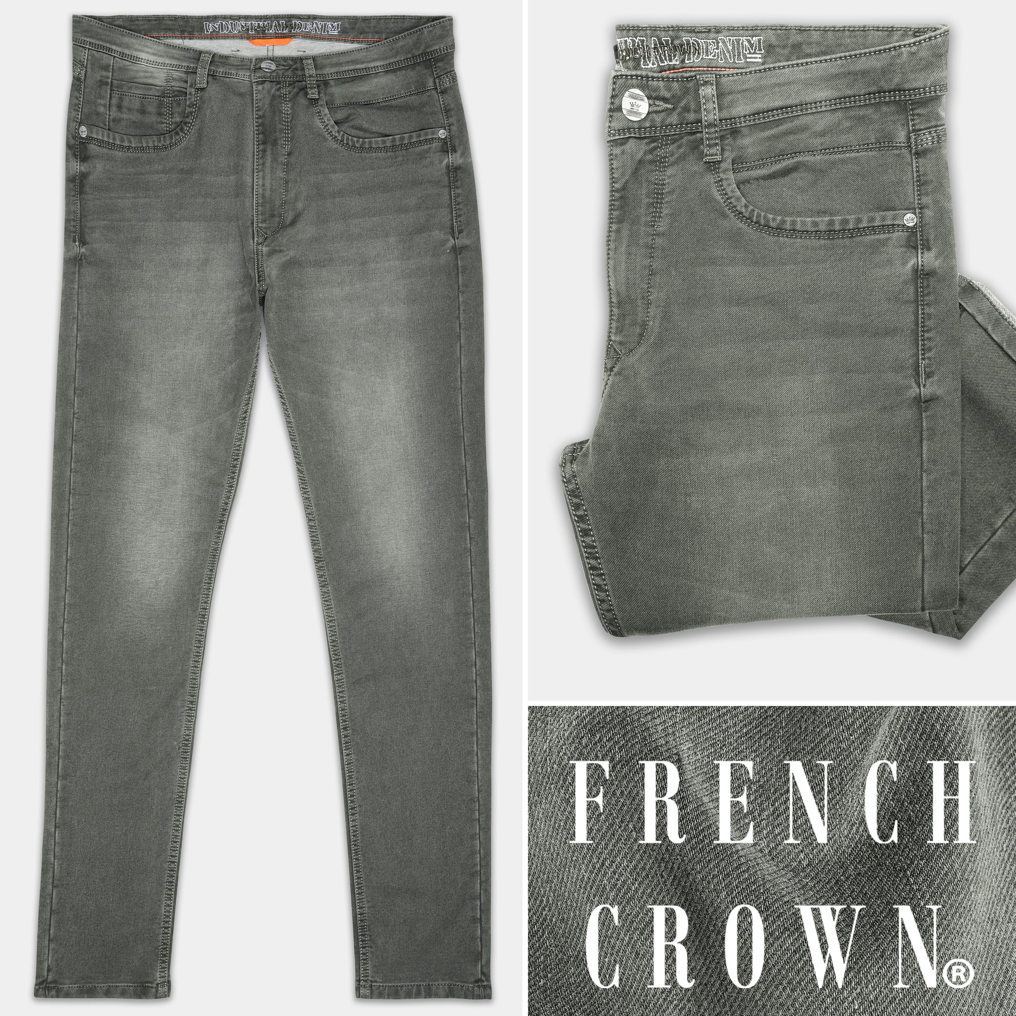 Fuscous Gray Slim Fit Mid-Rise Clean Look Denim Jeans