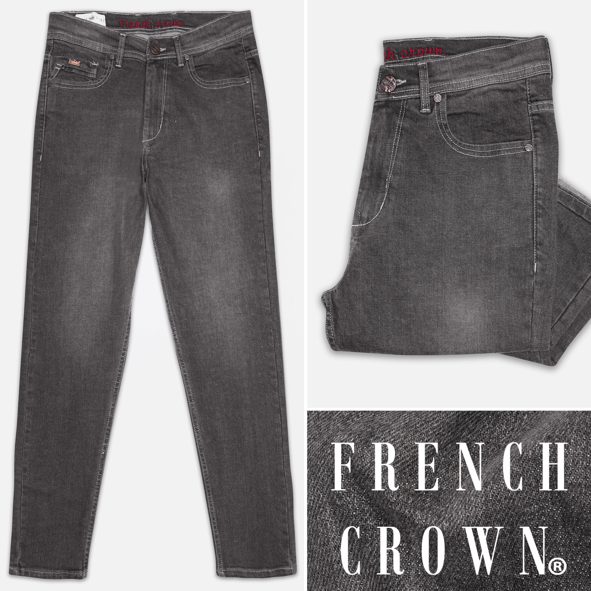 Emperor Gray Slim Fit Mid-Rise Clean Look Denim Jeans