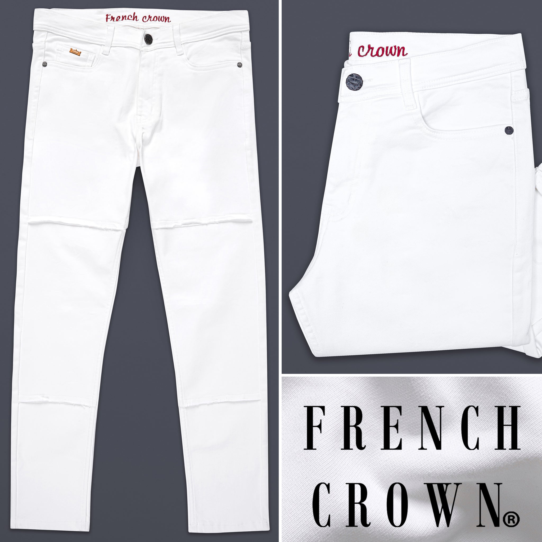 Bright White Slim Fit Mid-Rise Clean Look Denim Jeans