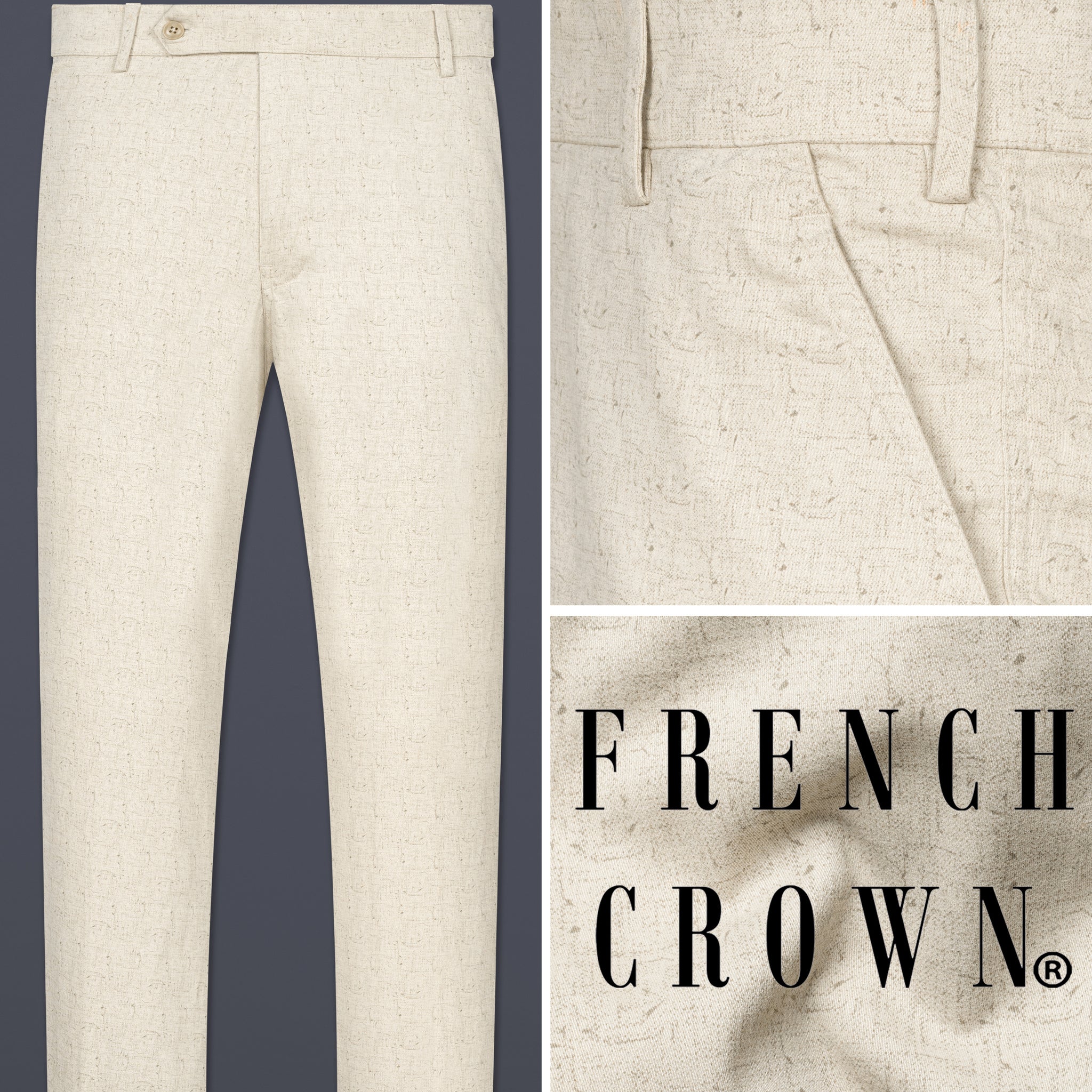 Almond Cream Textured Premium Cotton Pant For Men.