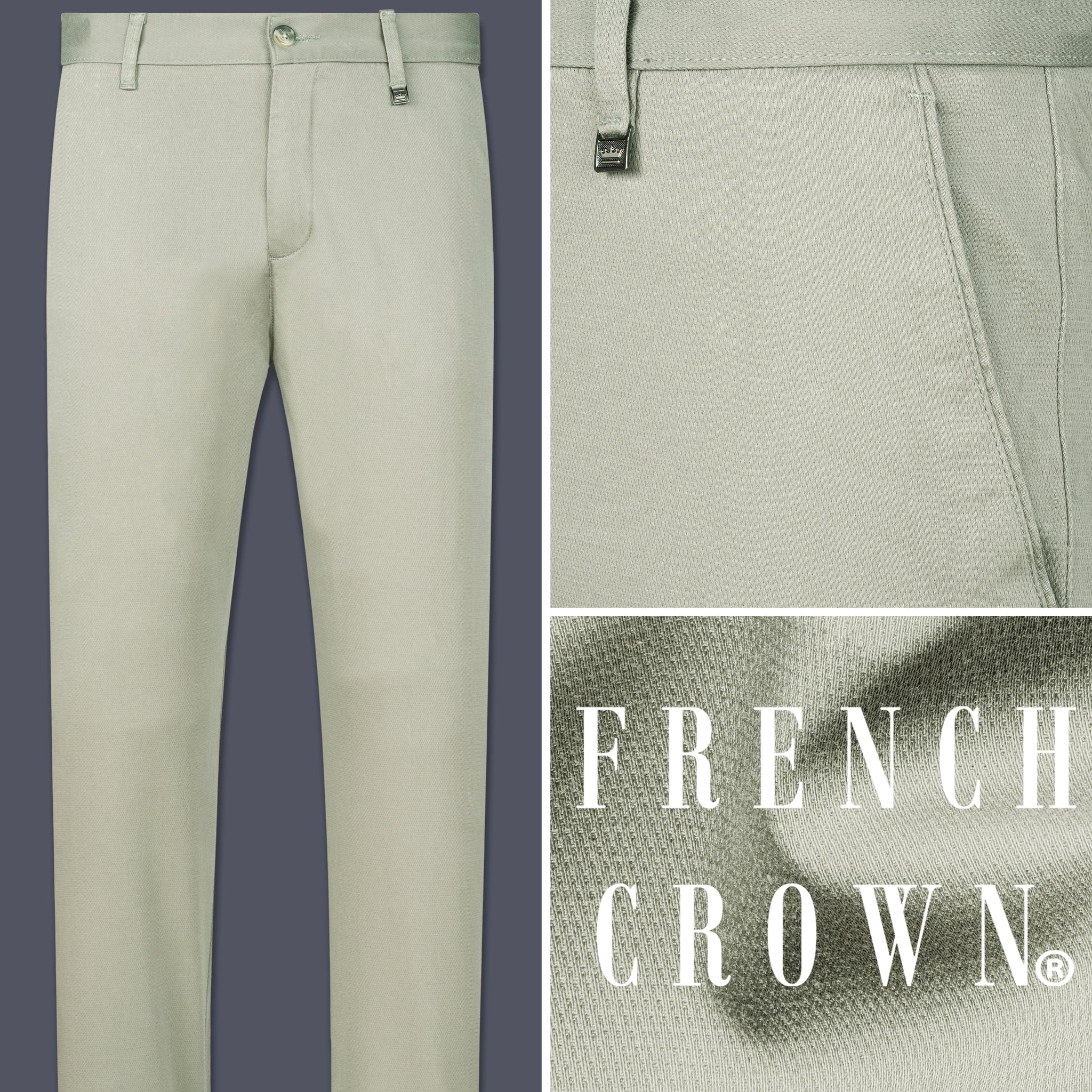 Cloud Green Plain-Solid Premium Cotton Pant For Men.