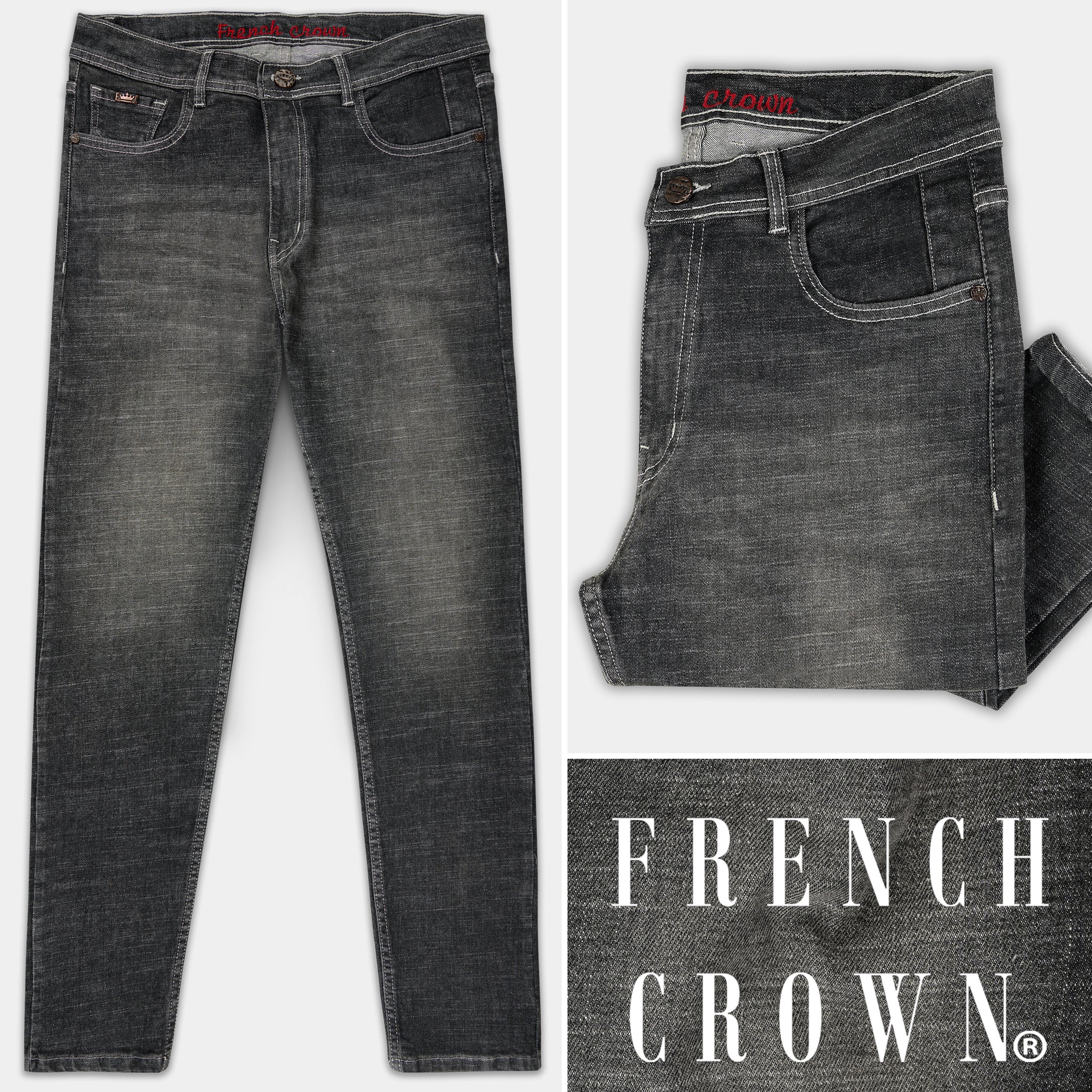 Vampire Gray Regular Fit Mid-Rise Clean Look Denim Jeans